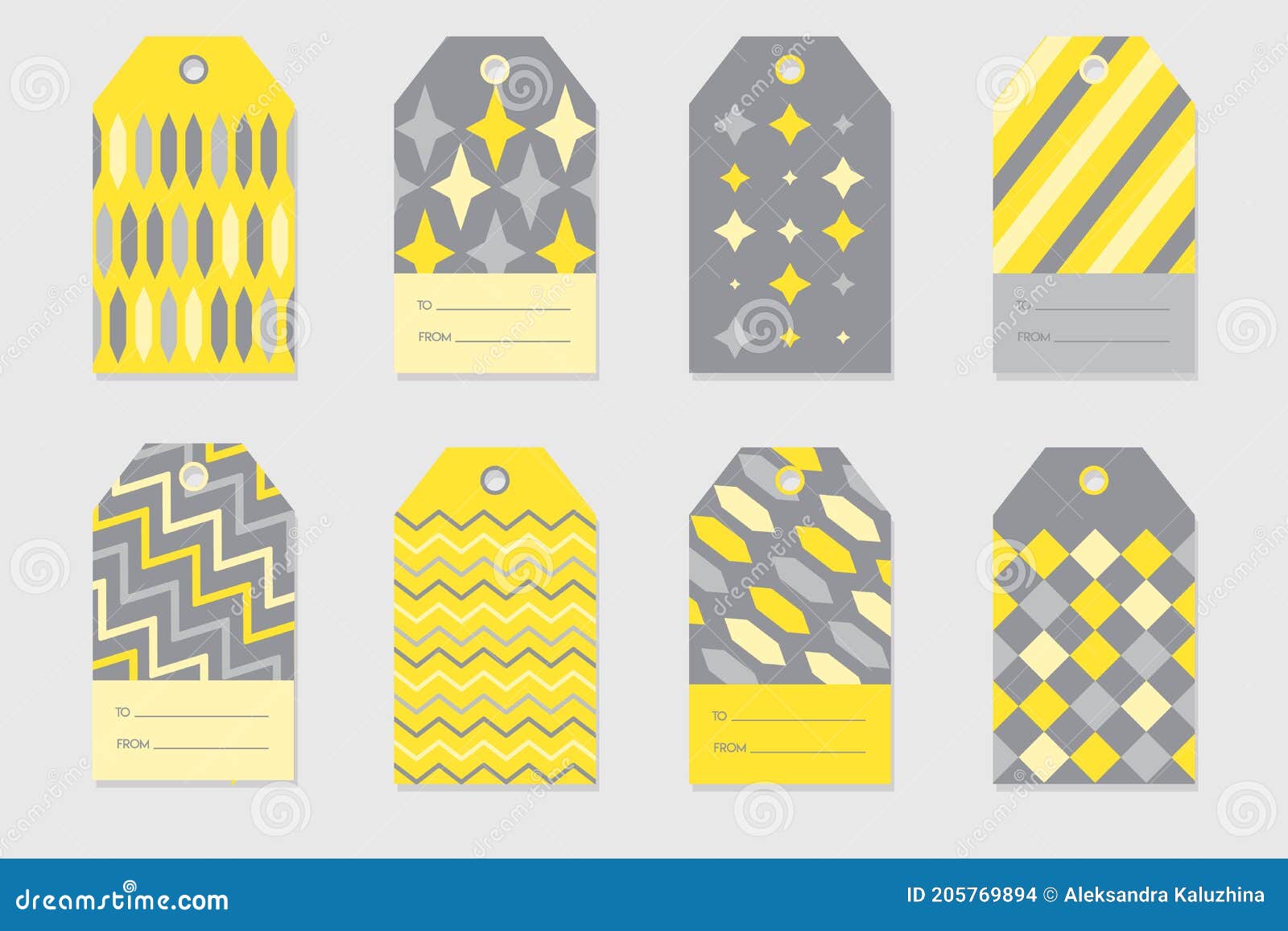 Vector Illustration Set of Gift Tags with Geometric Pattern Stock ...