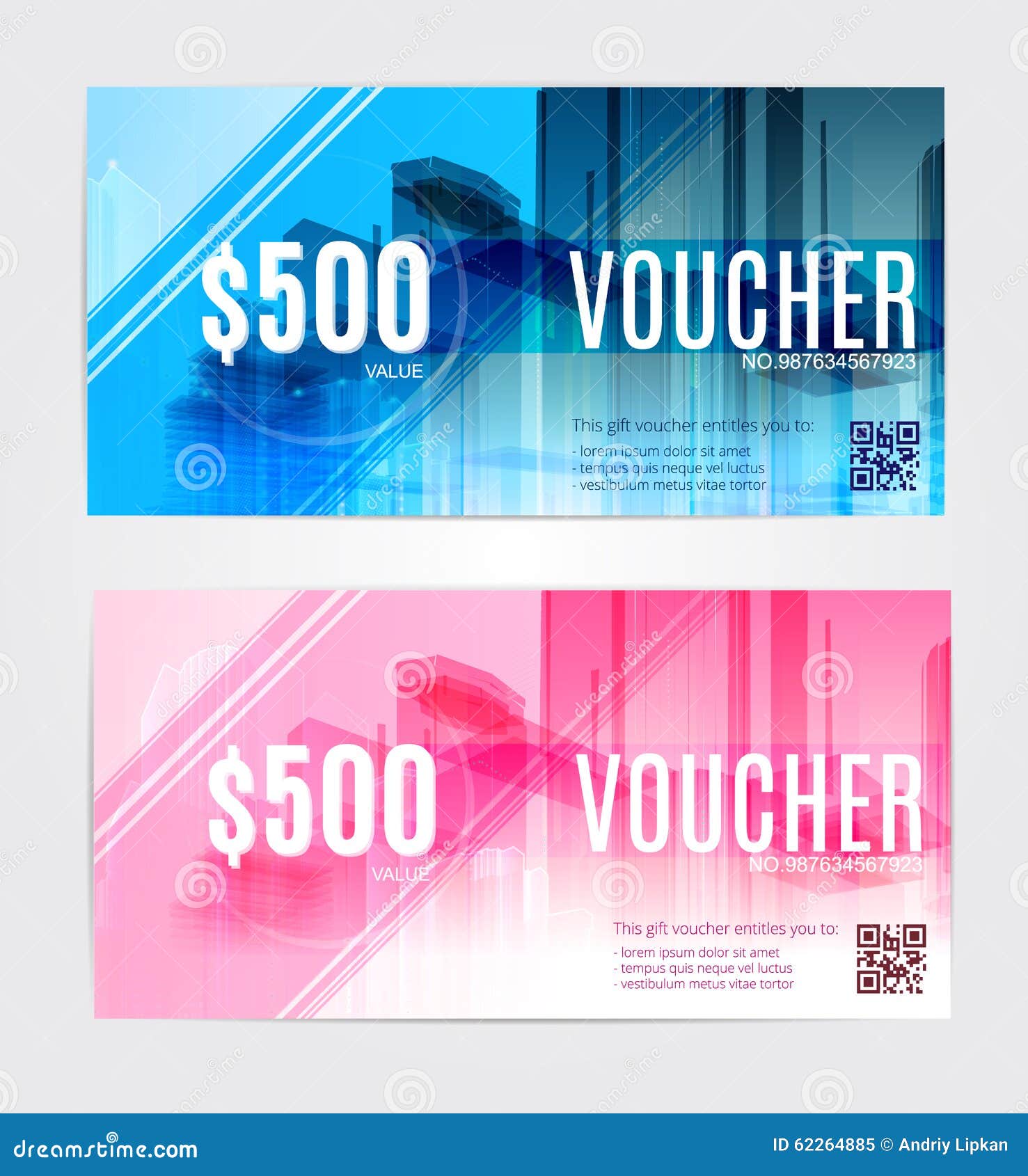 Vector Illustration Set ,Gift Voucher Template with Clean and Modern ...