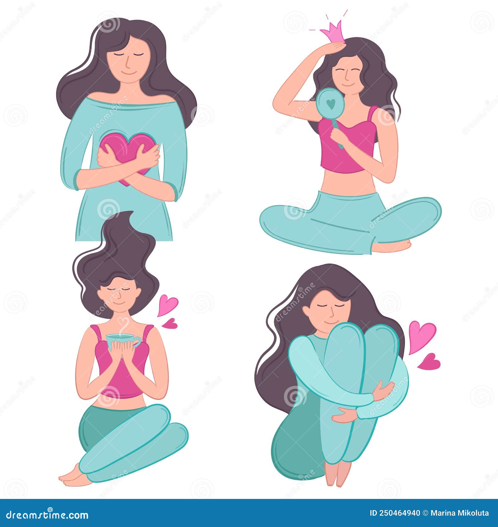 Vector Illustration Set Girl Self Love Hug Yourself Stock Vector ... Vector Illustration Set Girl Self Love Hug Yourself Stock Vector ...