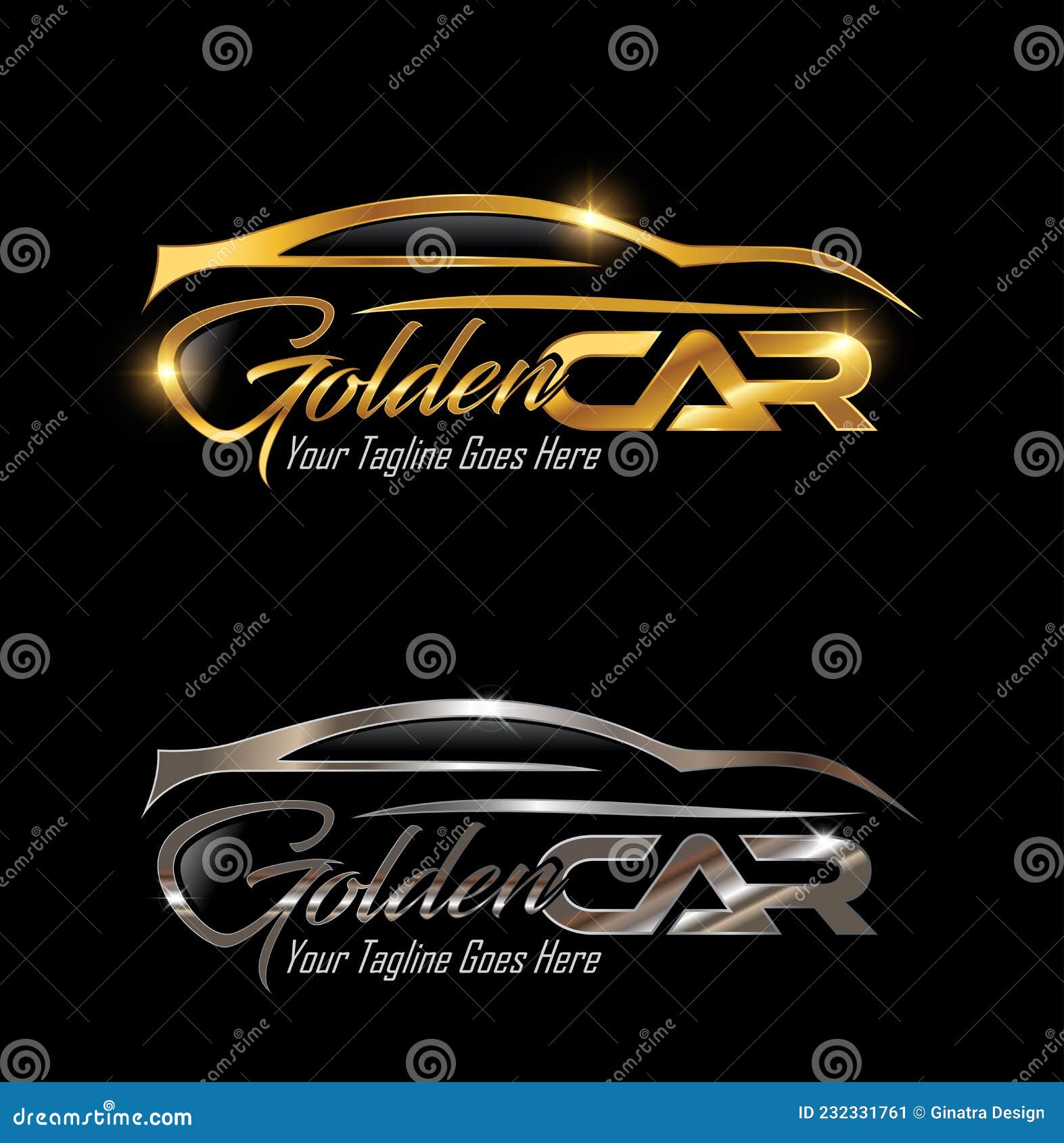 Gold and Silver Car Vector Sign Stock Vector - Illustration of logotype ...