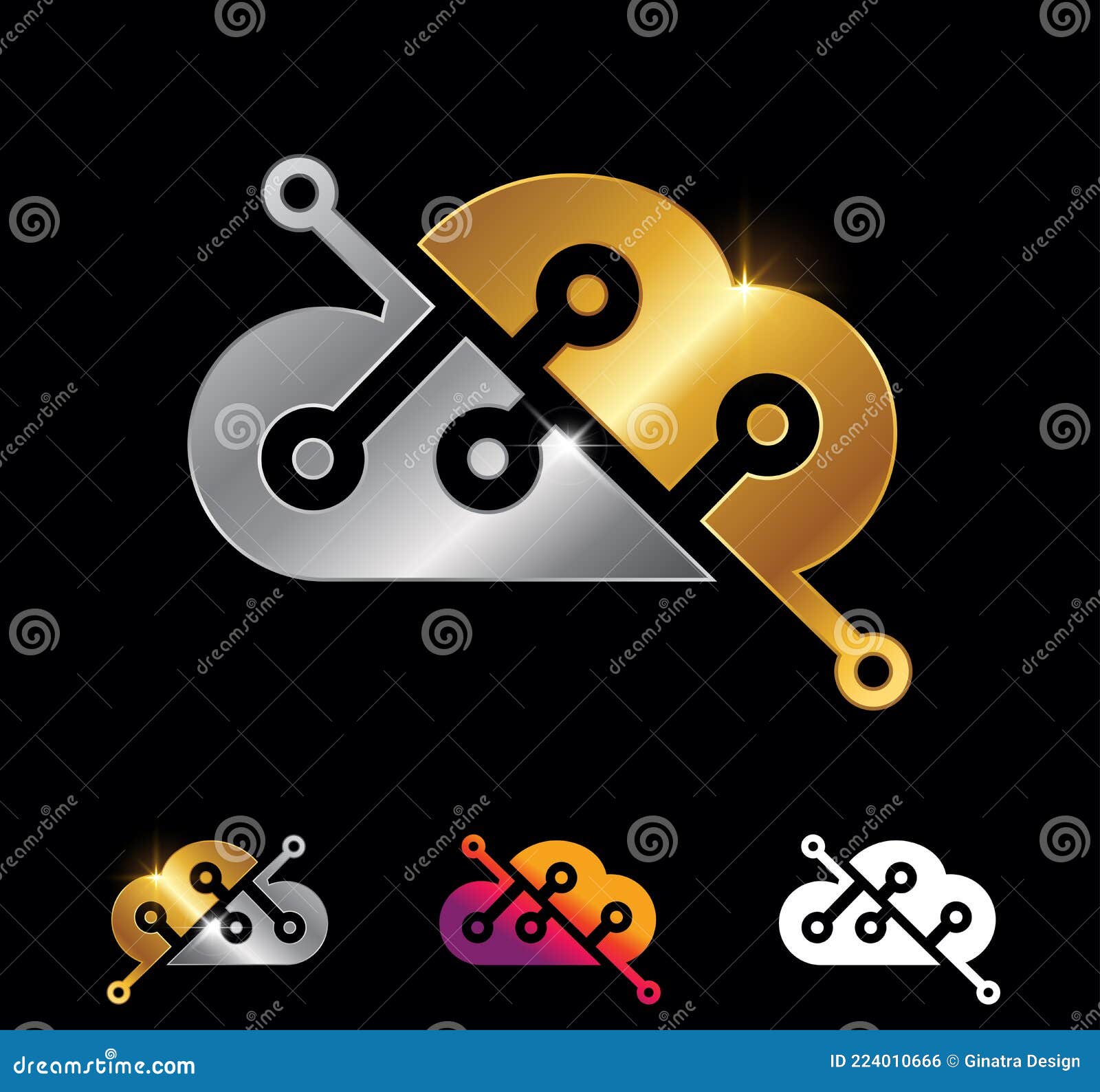 Gold and Silver Cloud Vector Sign Stock Vector - Illustration of season ...