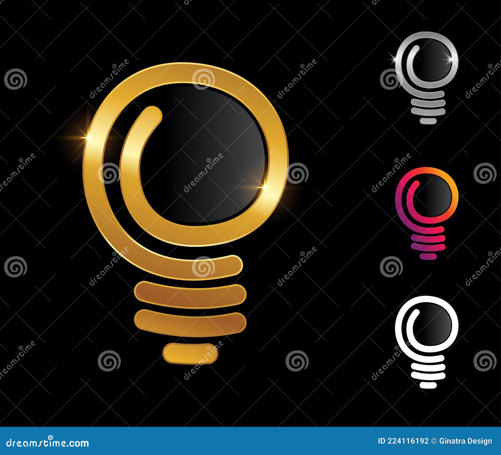 Golden Bulb Vector Sign stock vector. Illustration of club - 224116192