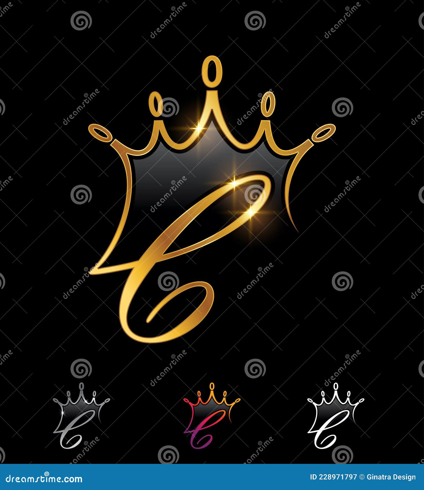 Golden Crown Monogram Initial Letter B Stock Vector - Illustration of ...