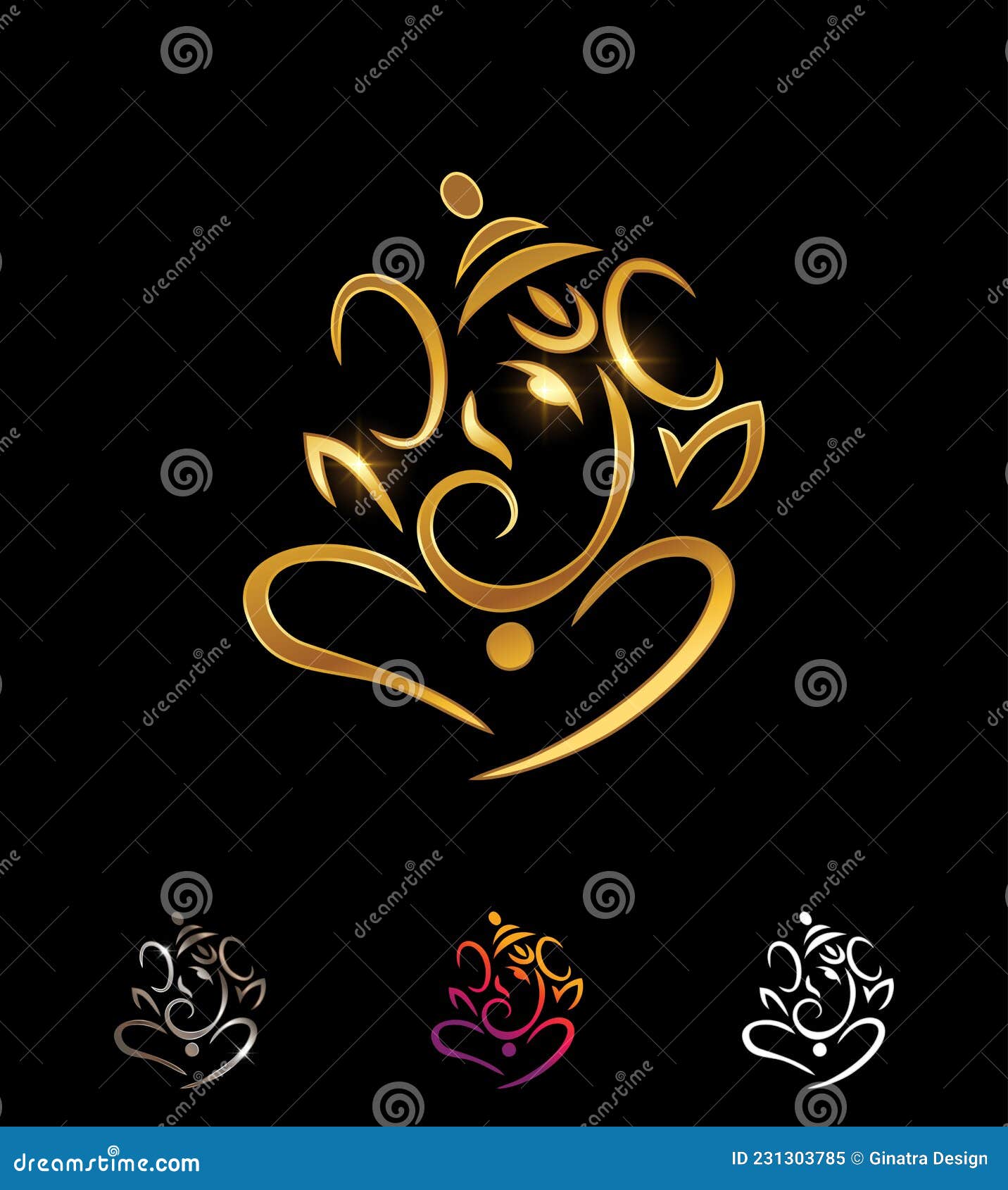 Golden Ganesha Vector Sign stock vector. Illustration of festival ...