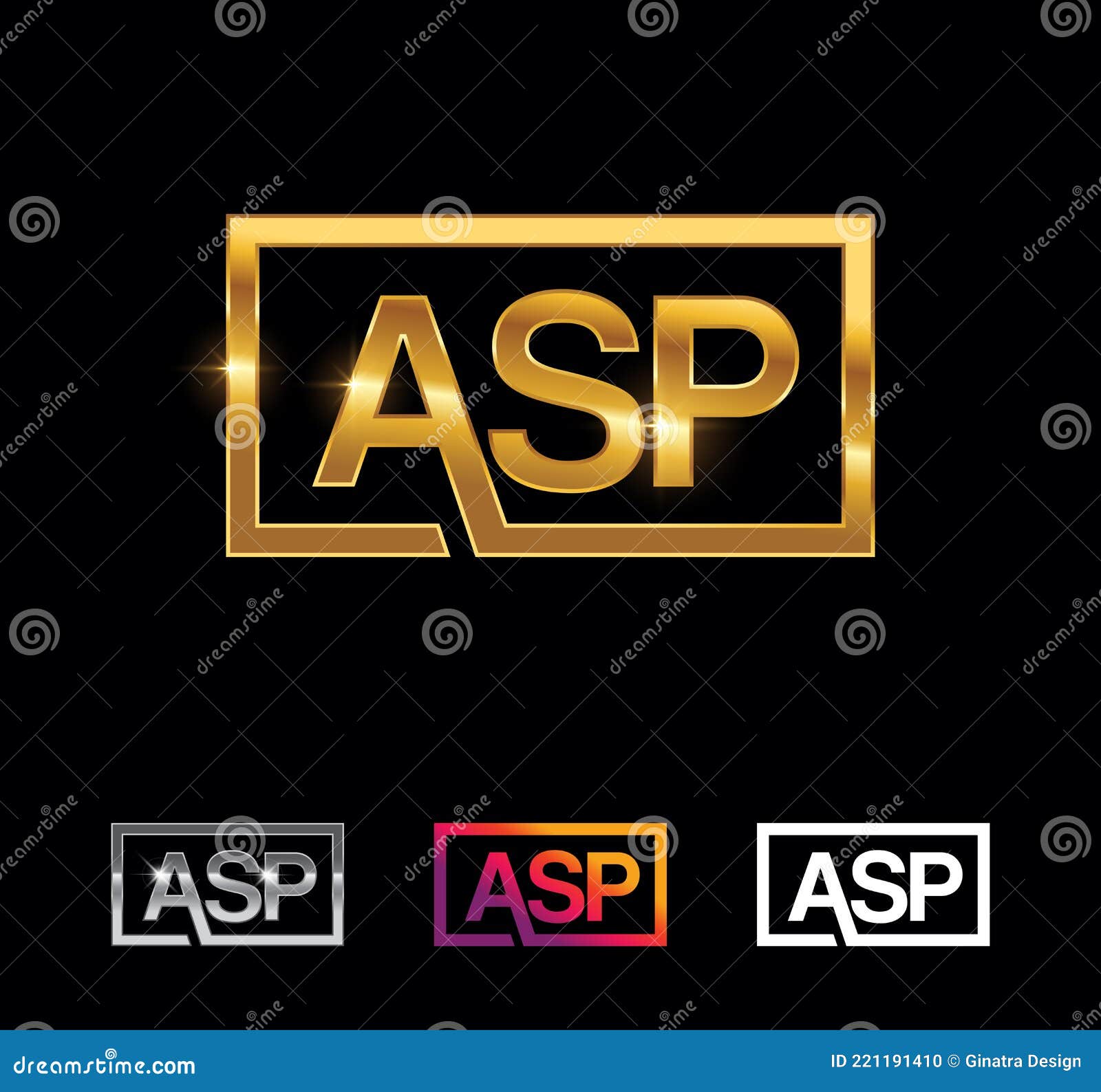 Golden Monogram Initial Letter ASP Stock Vector - Illustration of card ...