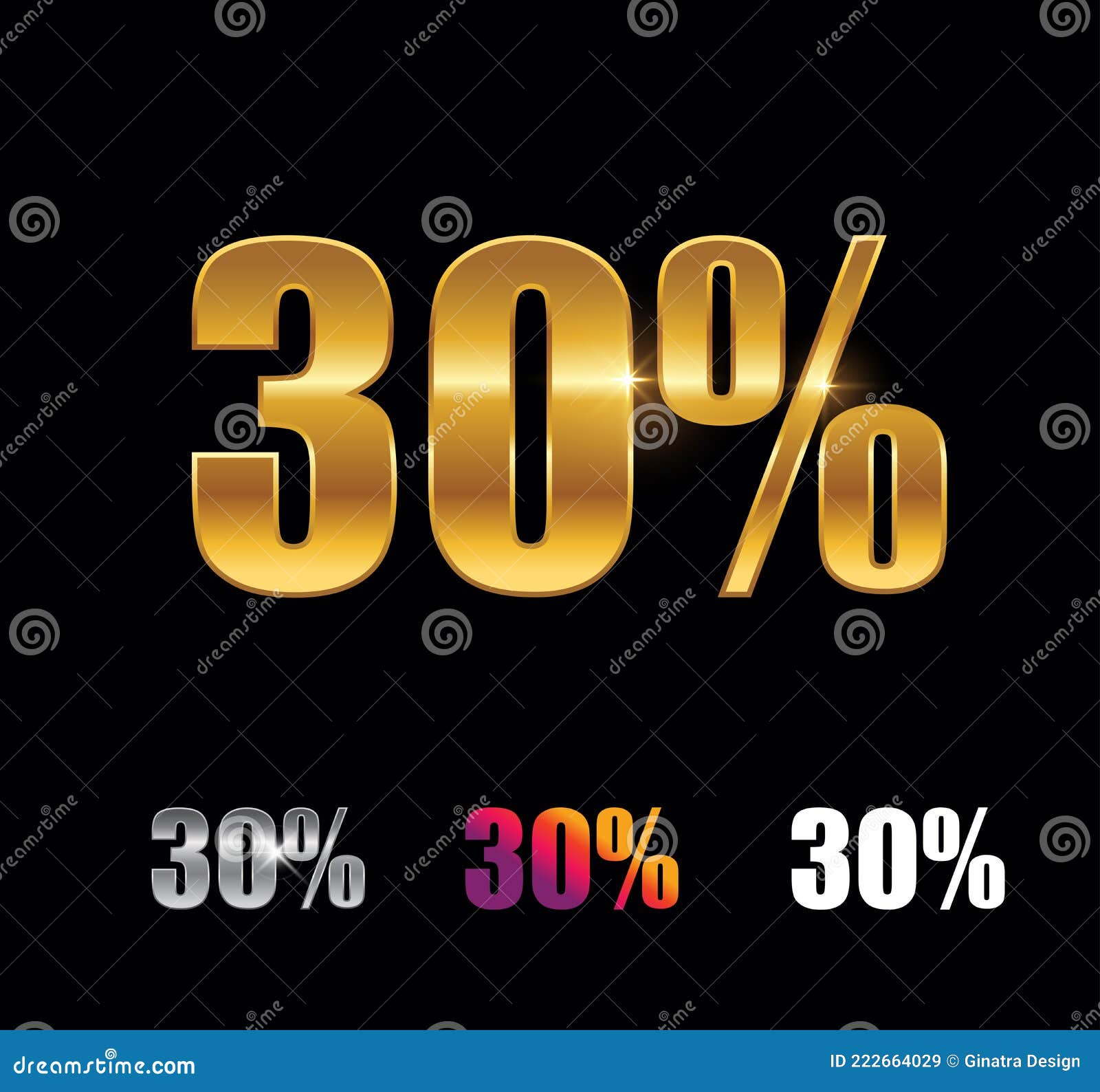 Golden and Silver 30 Percent Sign Stock Vector - Illustration of glossy ...