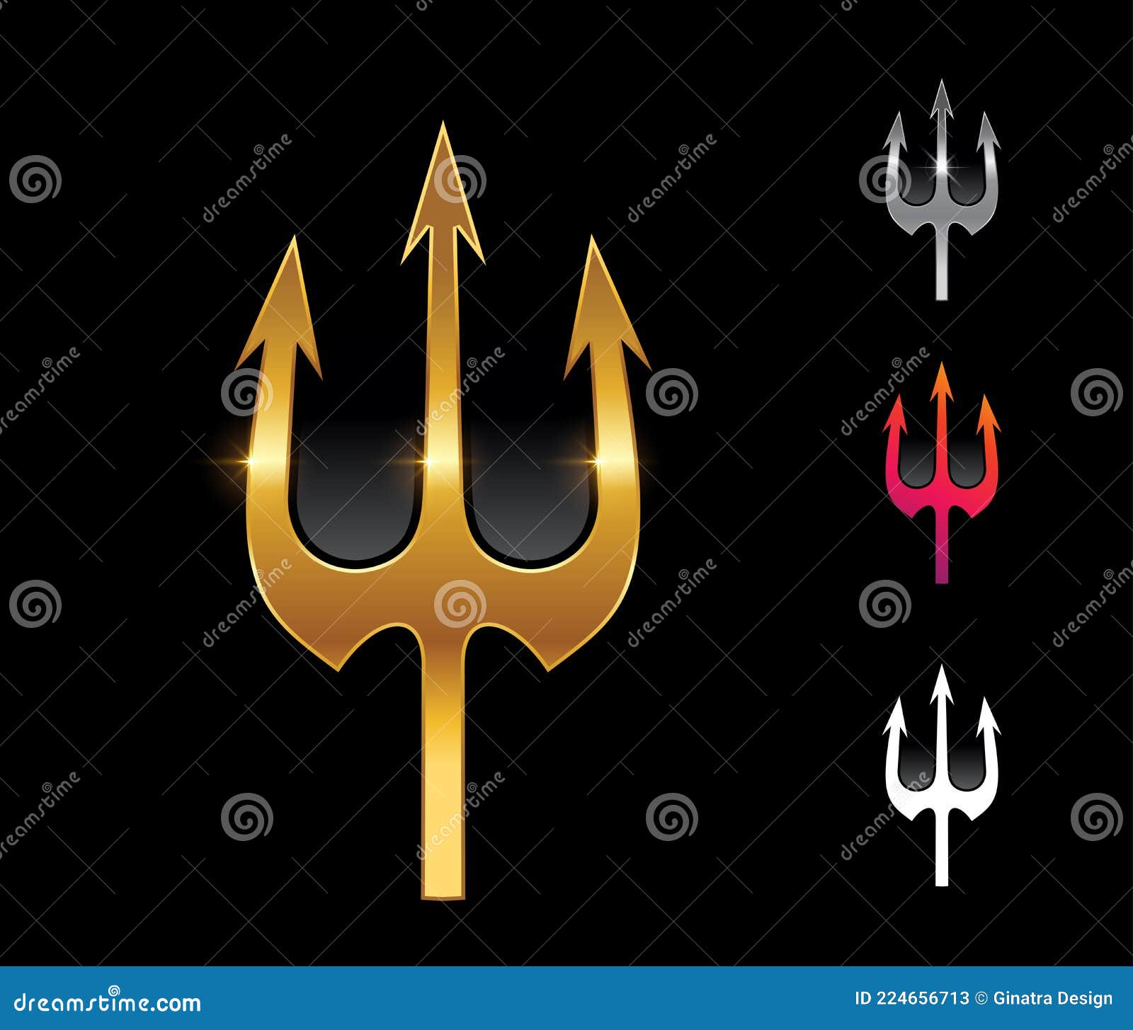 Golden Trident Vector Sign stock vector. Illustration of mythology ...
