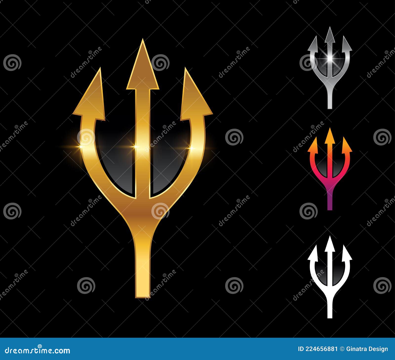 Golden Trident Vector Sign stock vector. Illustration of luxury - 224656881
