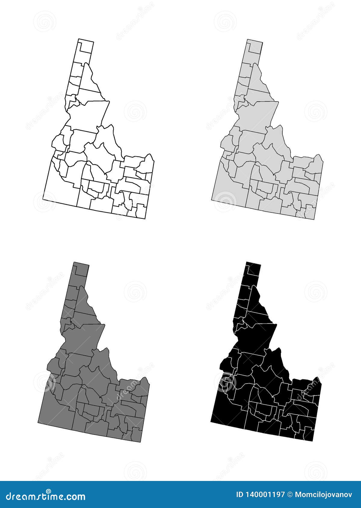Set of Counties Maps of US State of Idaho Stock Vector - Illustration ...