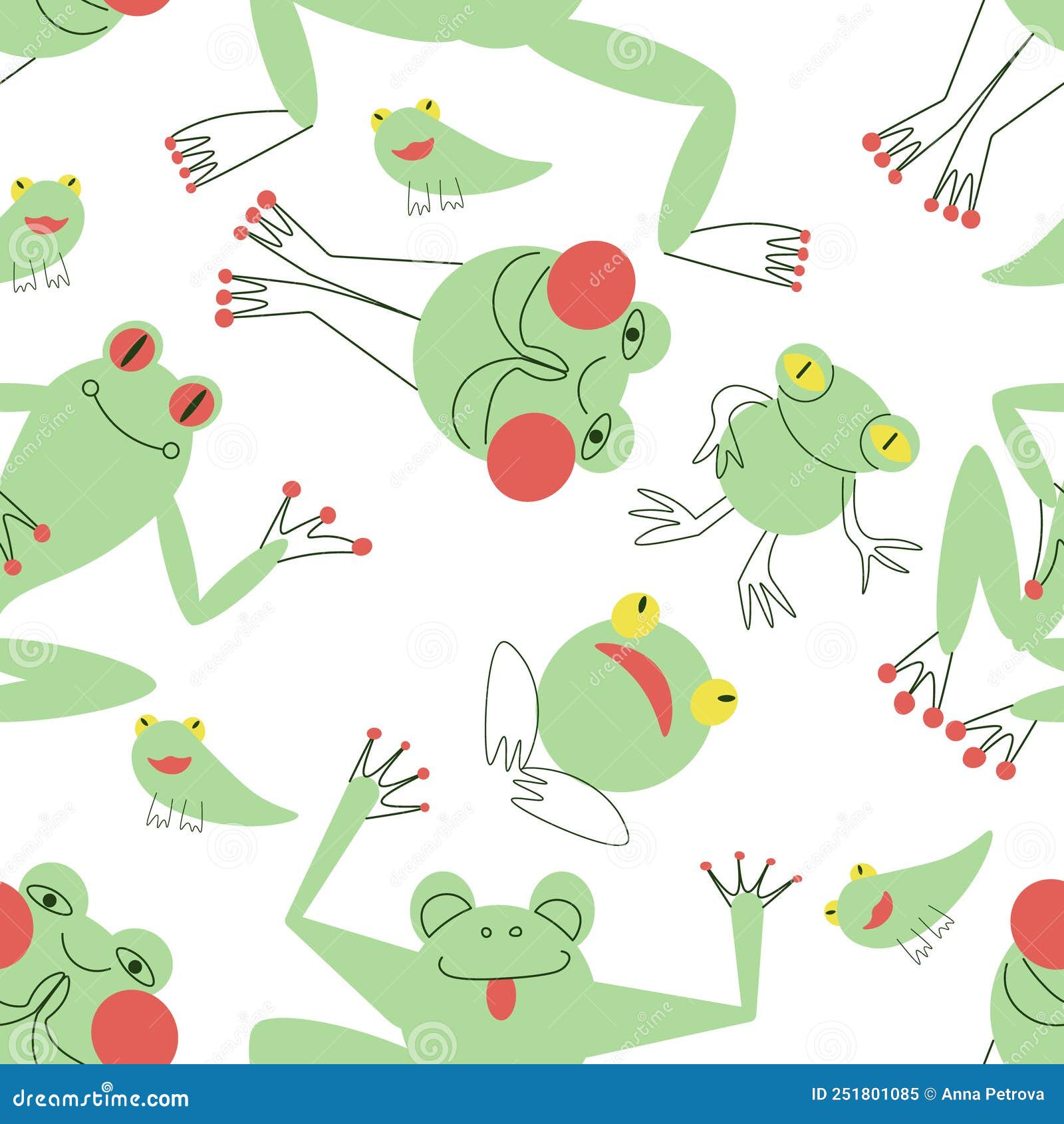 Vector Seamless Pattern with Frogs Stock Vector - Illustration of cute ...