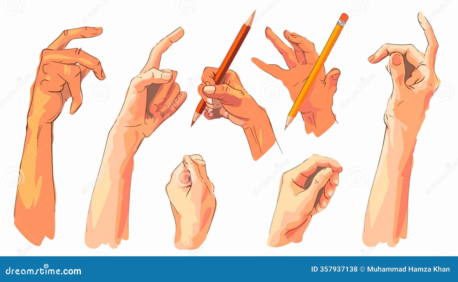 Diverse Hand Gestures Vector Set for Communication and Expression Stock ...