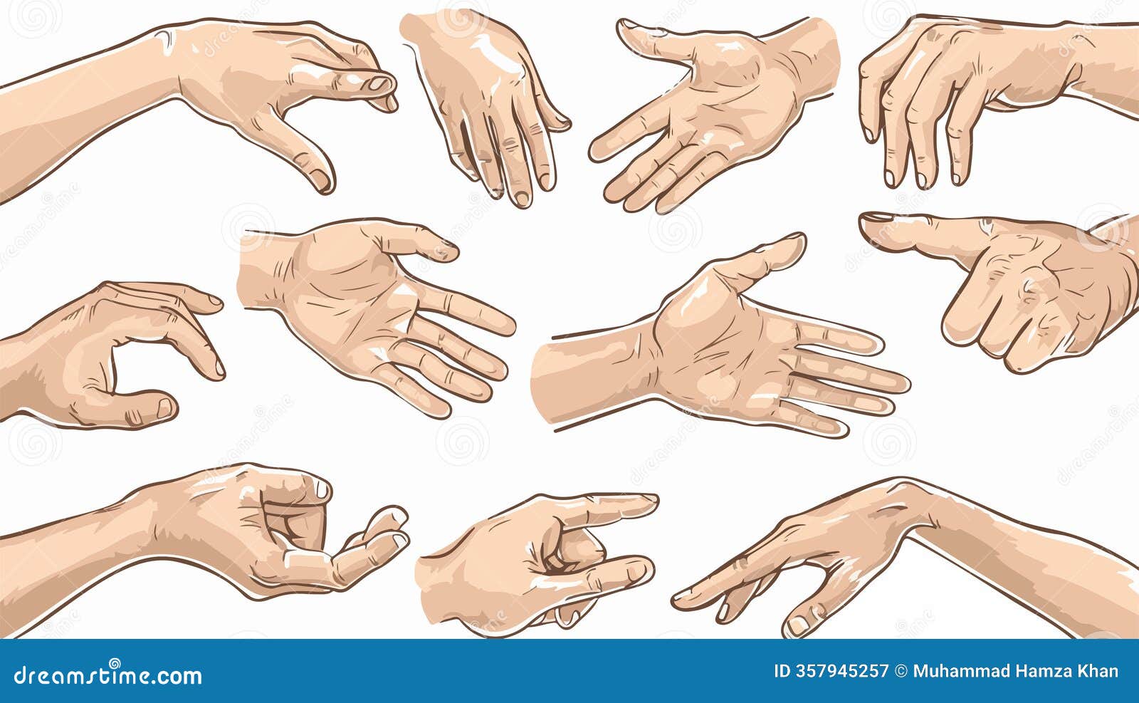 Professional Hand Gestures Set in Vector Illustration for Design ...