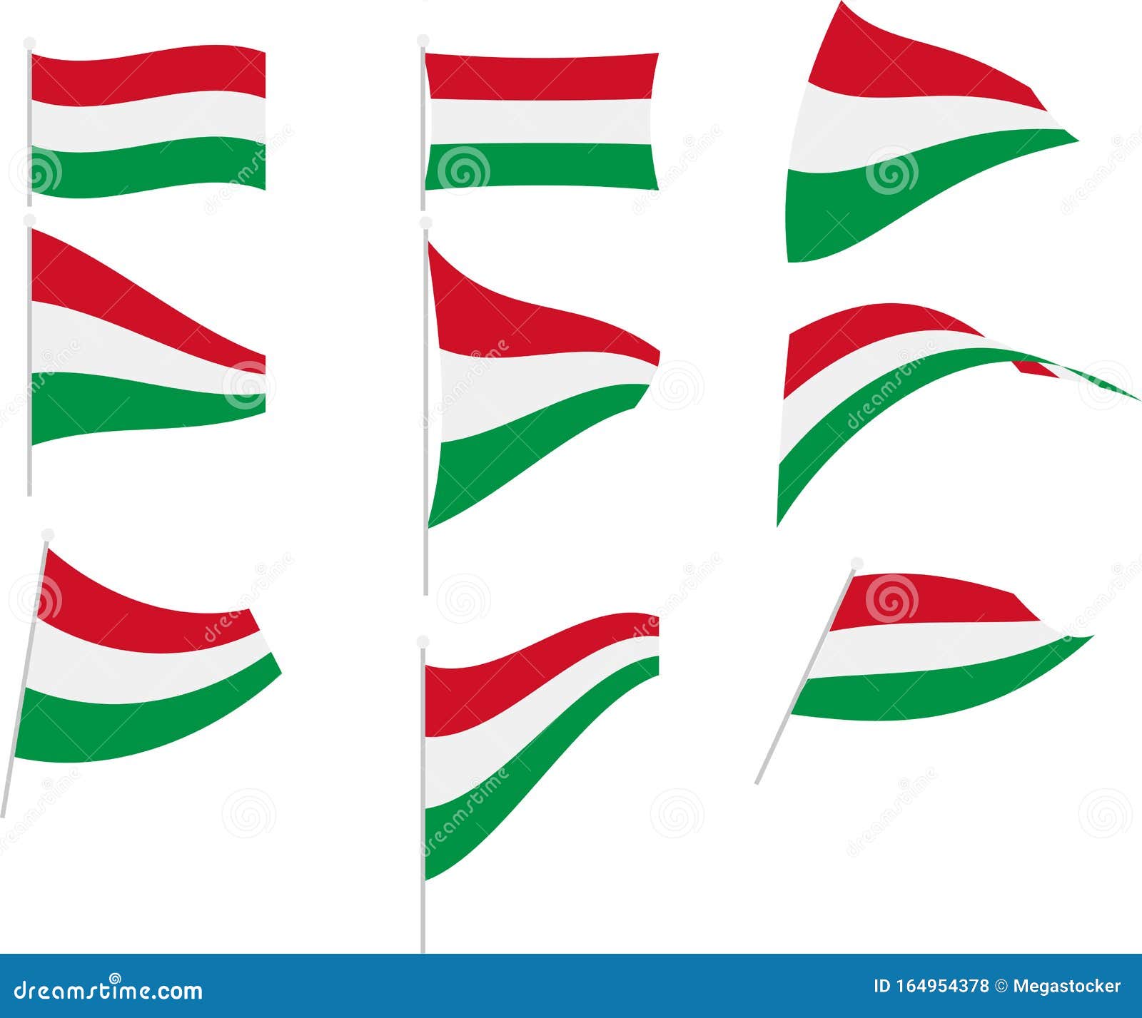 Vector Illustration of Set with Hungary Flag Stock Vector ...