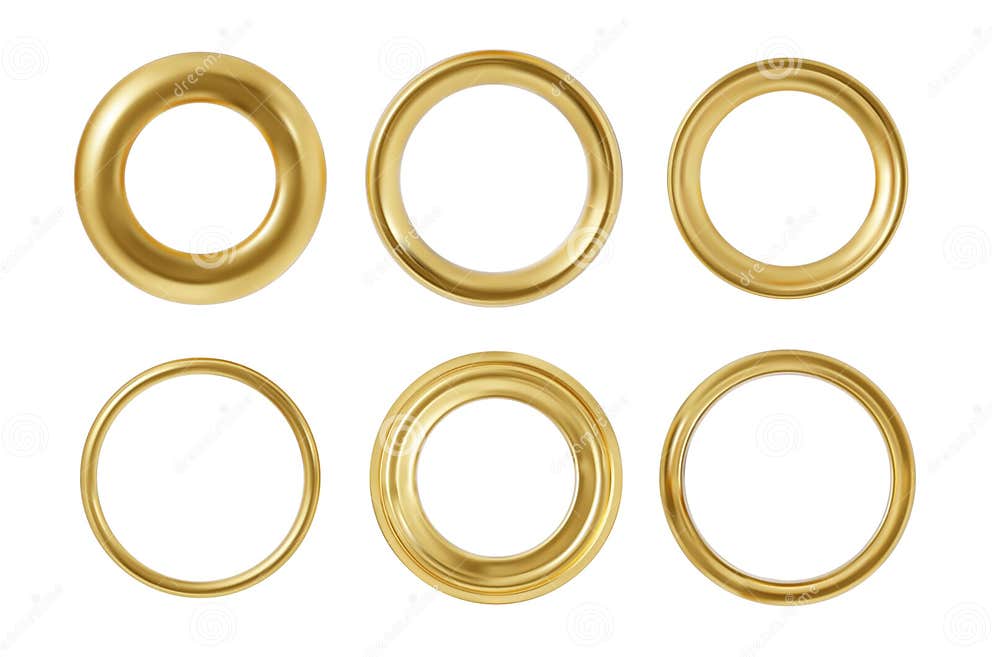 Vector Illustration of a Set with the Image of Golden Ring Frames ...