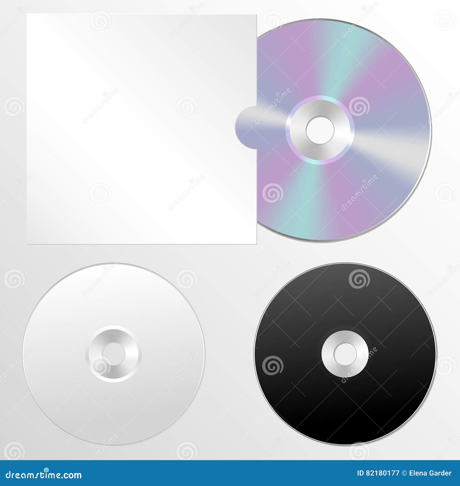 Vector Illustration Set of Isolated Blank Compact Disc CD or DVD ...