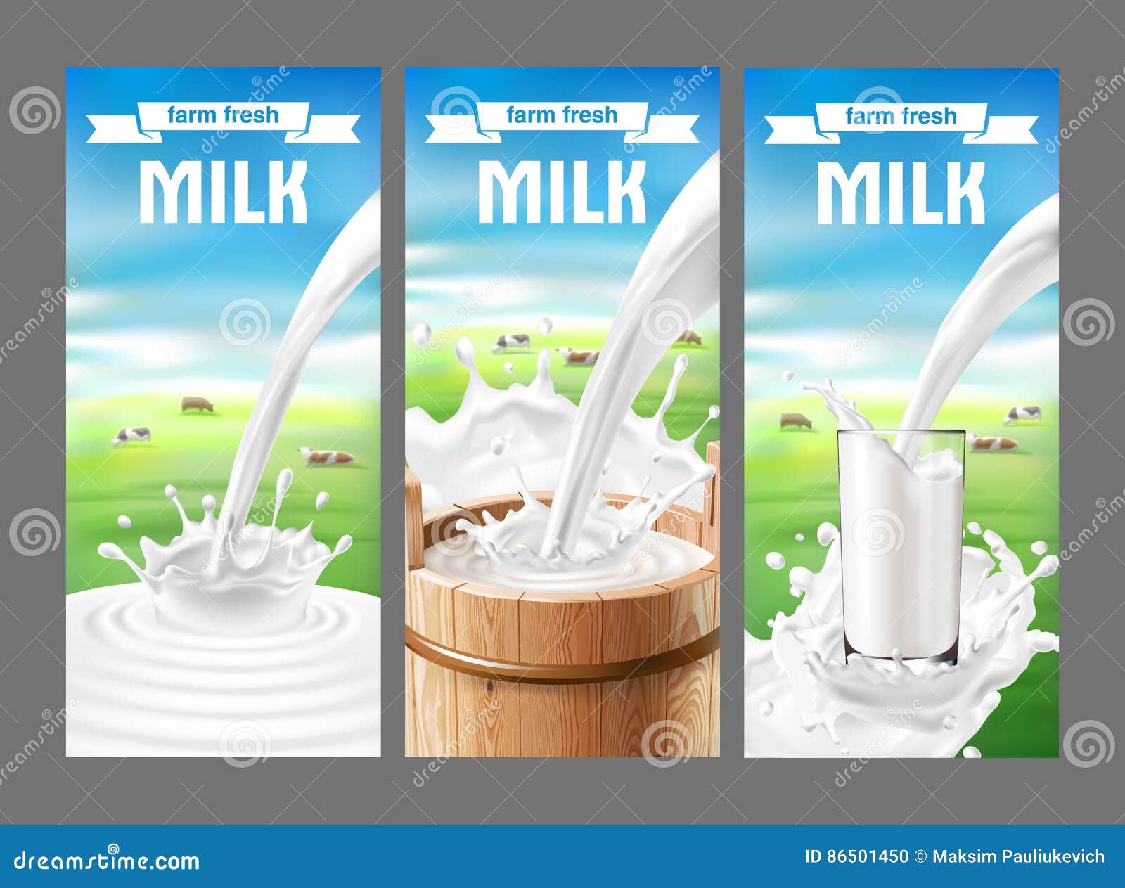 Vector Illustration of a Set of Labels for Milk and Dairy Stock Vector ...