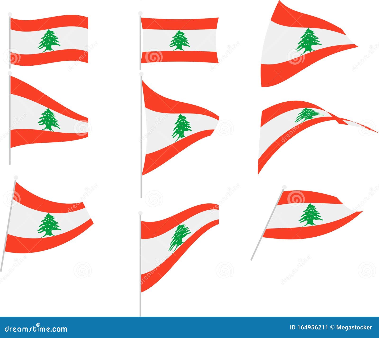 Vector Illustration of Set with Lebanon Flag Stock Vector ...