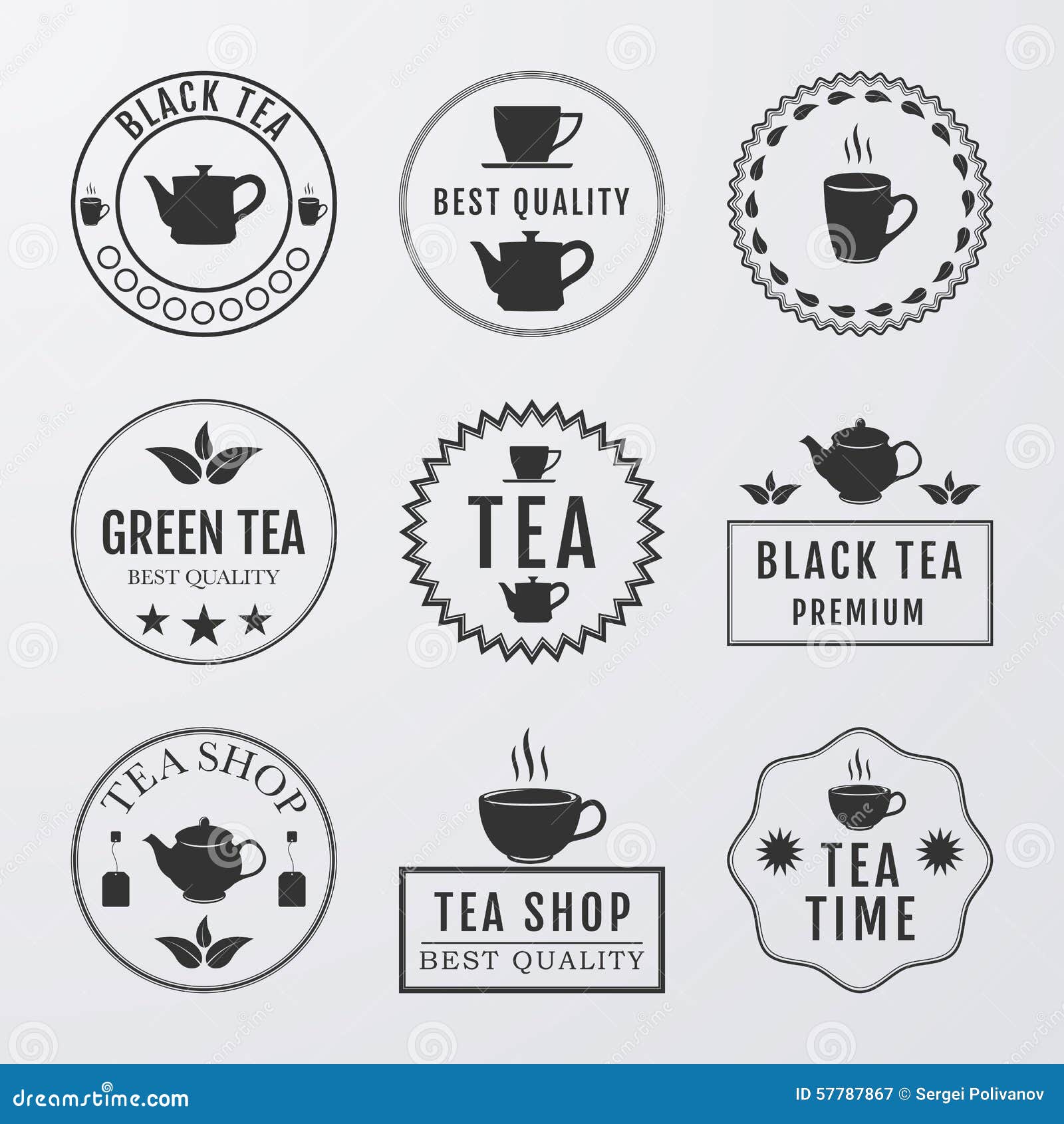 Vector Illustration Set of Logos on the Theme of Tea Stock Vector ...
