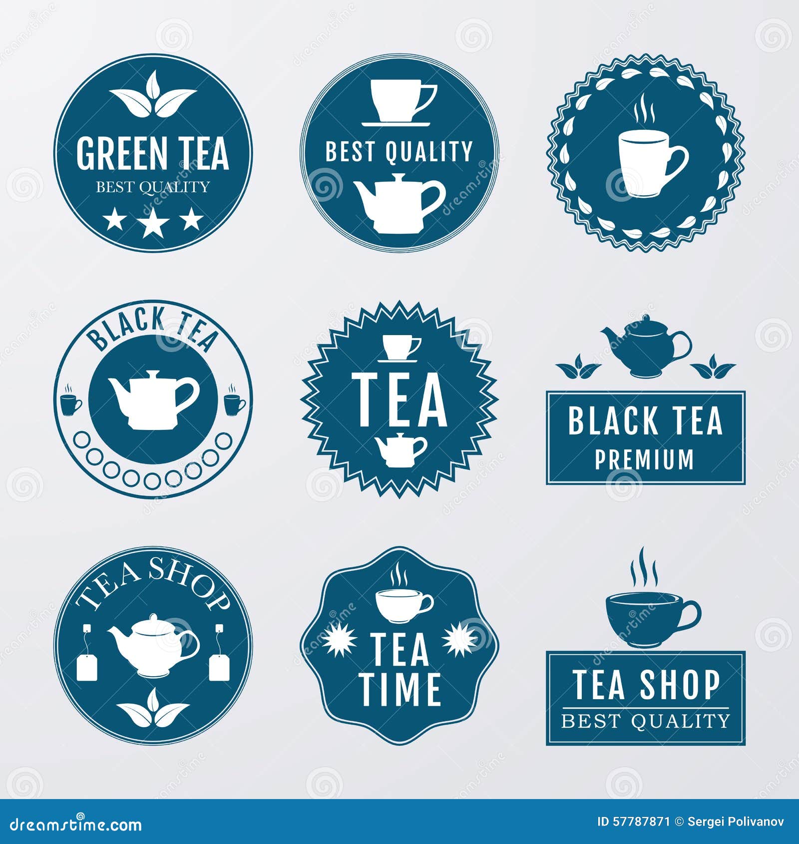 Vector Illustration Set Of Logos On The Theme Of Tea | CartoonDealer ...