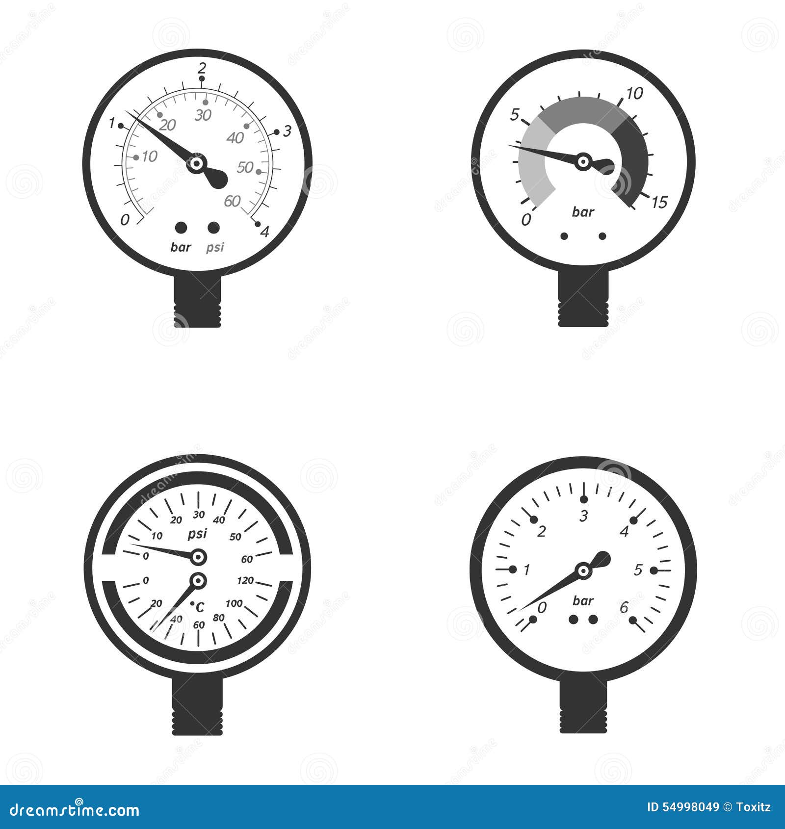 Vector Illustration Set of Manometers. Stock Illustration ...