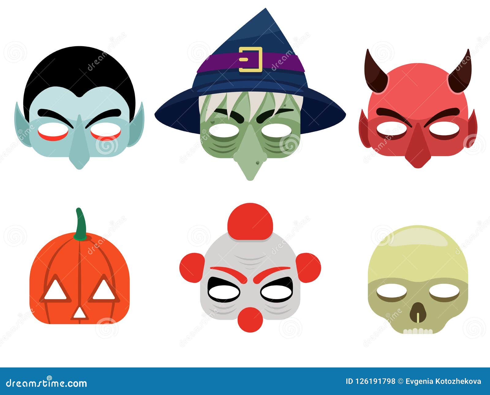 Vector Illustration of a Set of Mask for Halloween Stock Vector ...