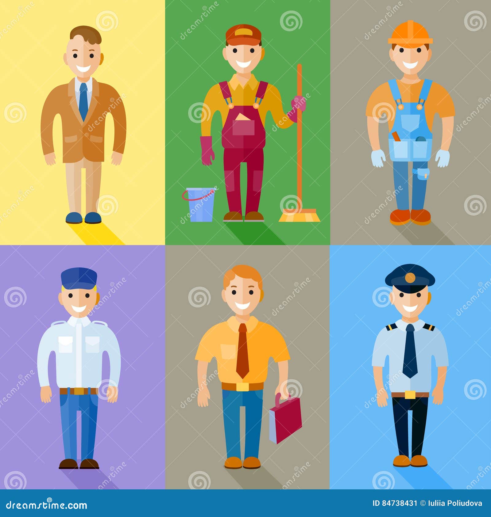 Vector Illustration Set of Men of Different Professions Stock ...