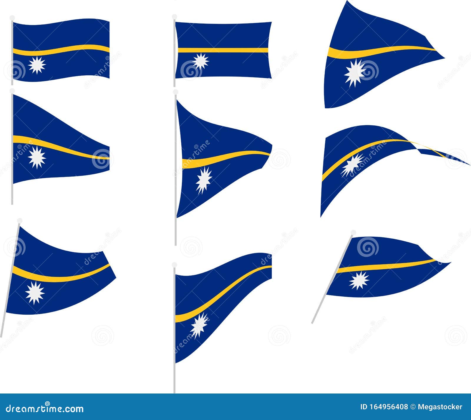 Vector Illustration of Set with Nauru Flag Stock Vector - Illustration ...