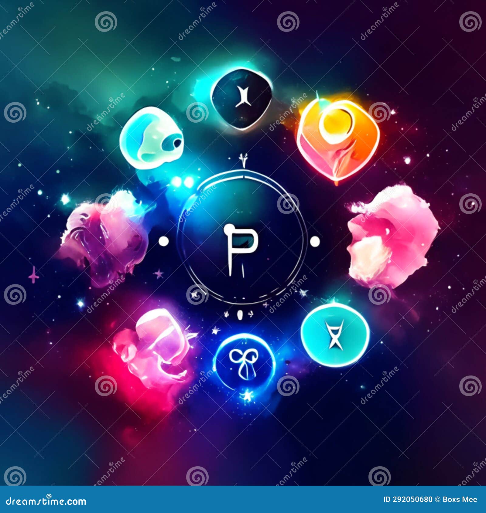 Vector Illustration of a Set of Neon Elements on the Theme of Physics ...