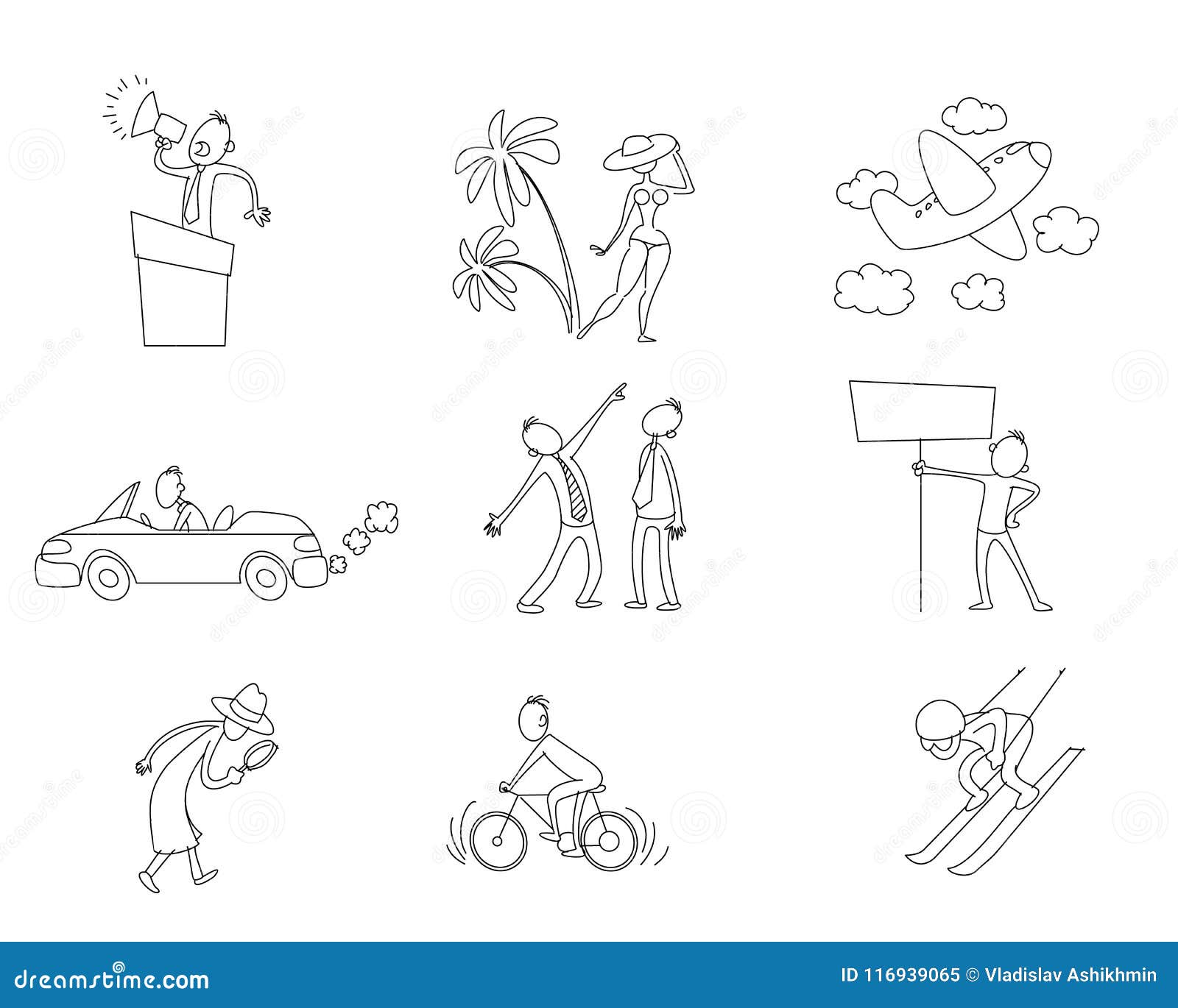 Set of Nine Different Situations Stock Vector - Illustration of ...