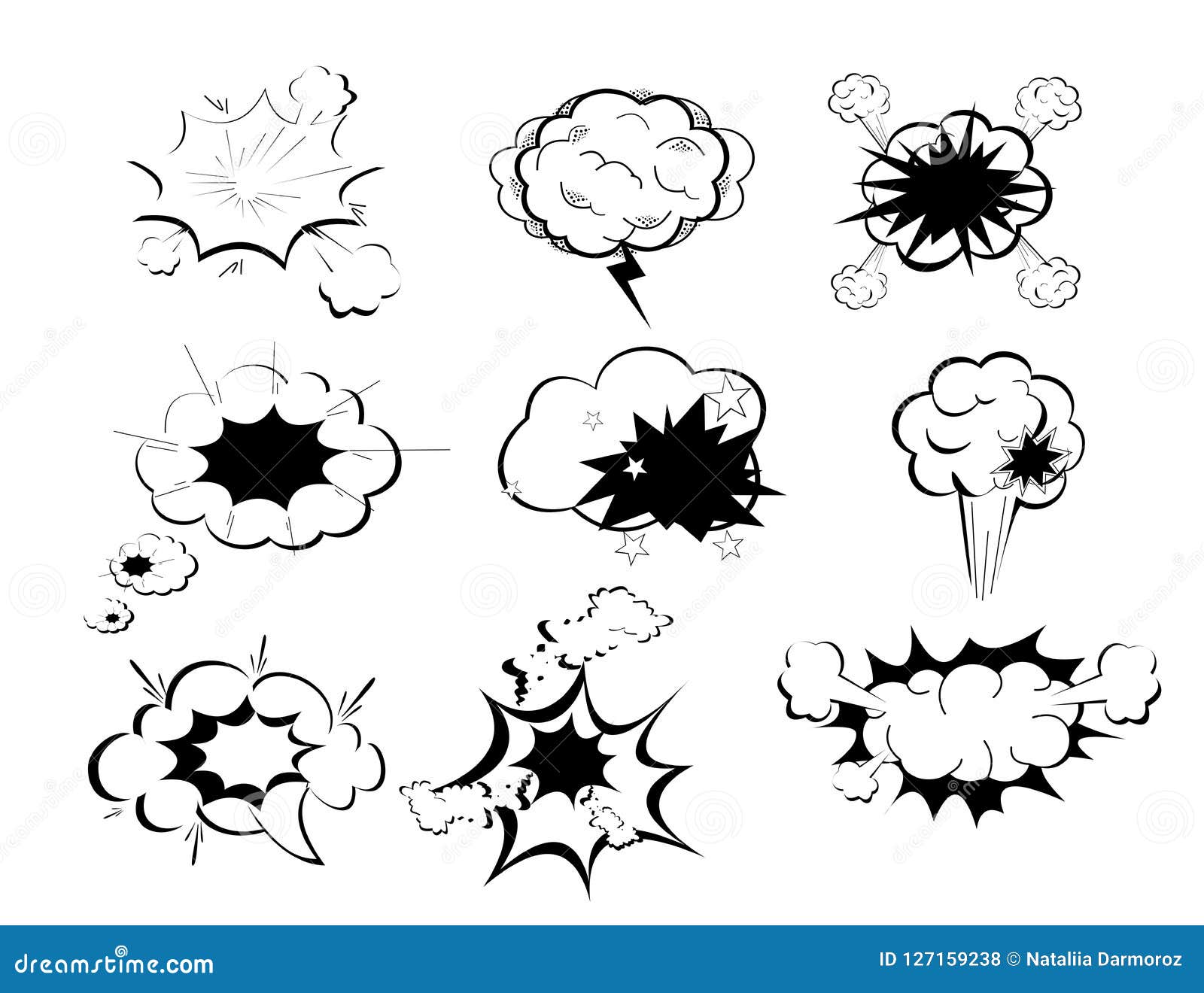 Vector Illustration Set Picture Blank Template Comic Text Speech Chat ...