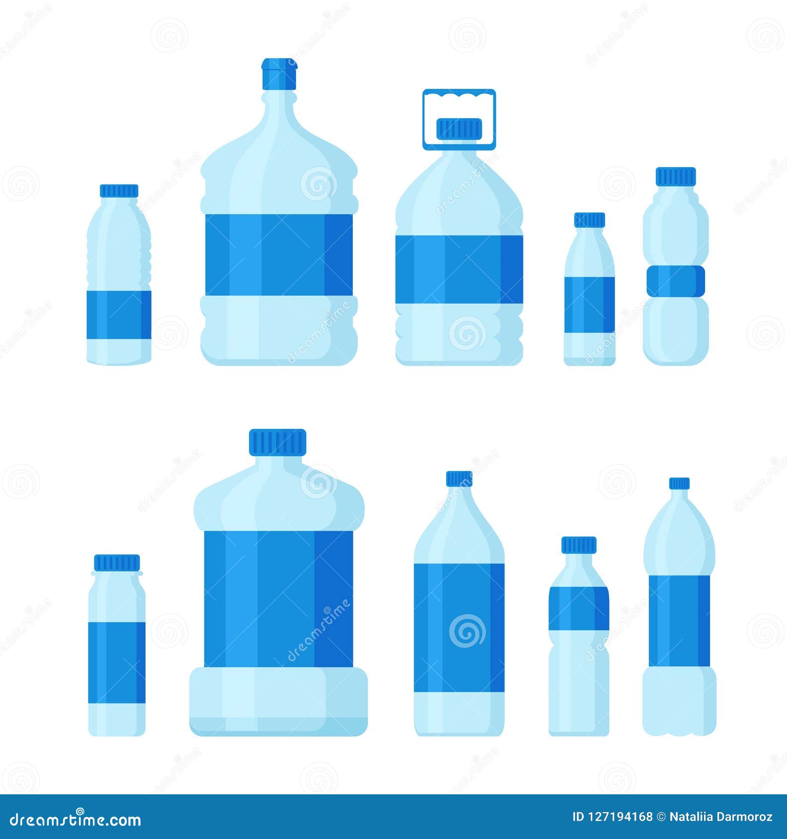 Vector Illustration Set of Plastic Bottles, Empty Containers for Liquid ...