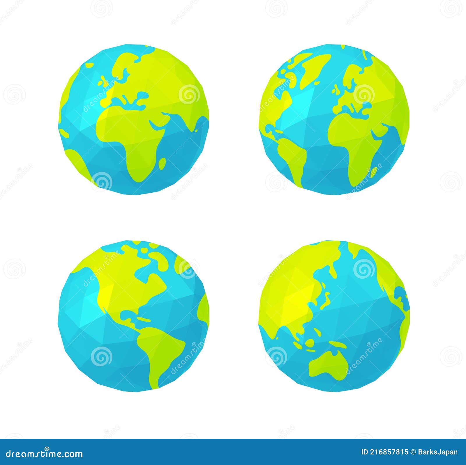 Vector Illustration Set of Polygonized Earth Globe Stock Vector ...