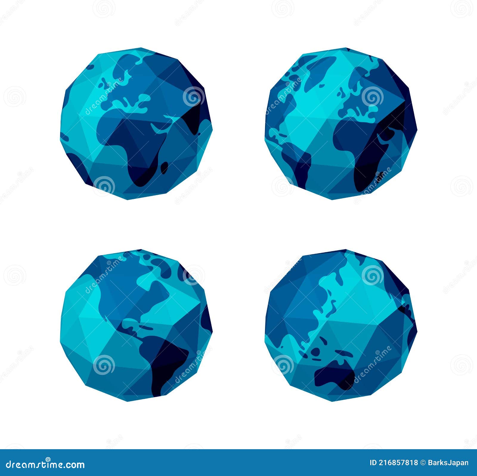 Vector Illustration Set of Polygonized Earth Globe Stock Vector ...