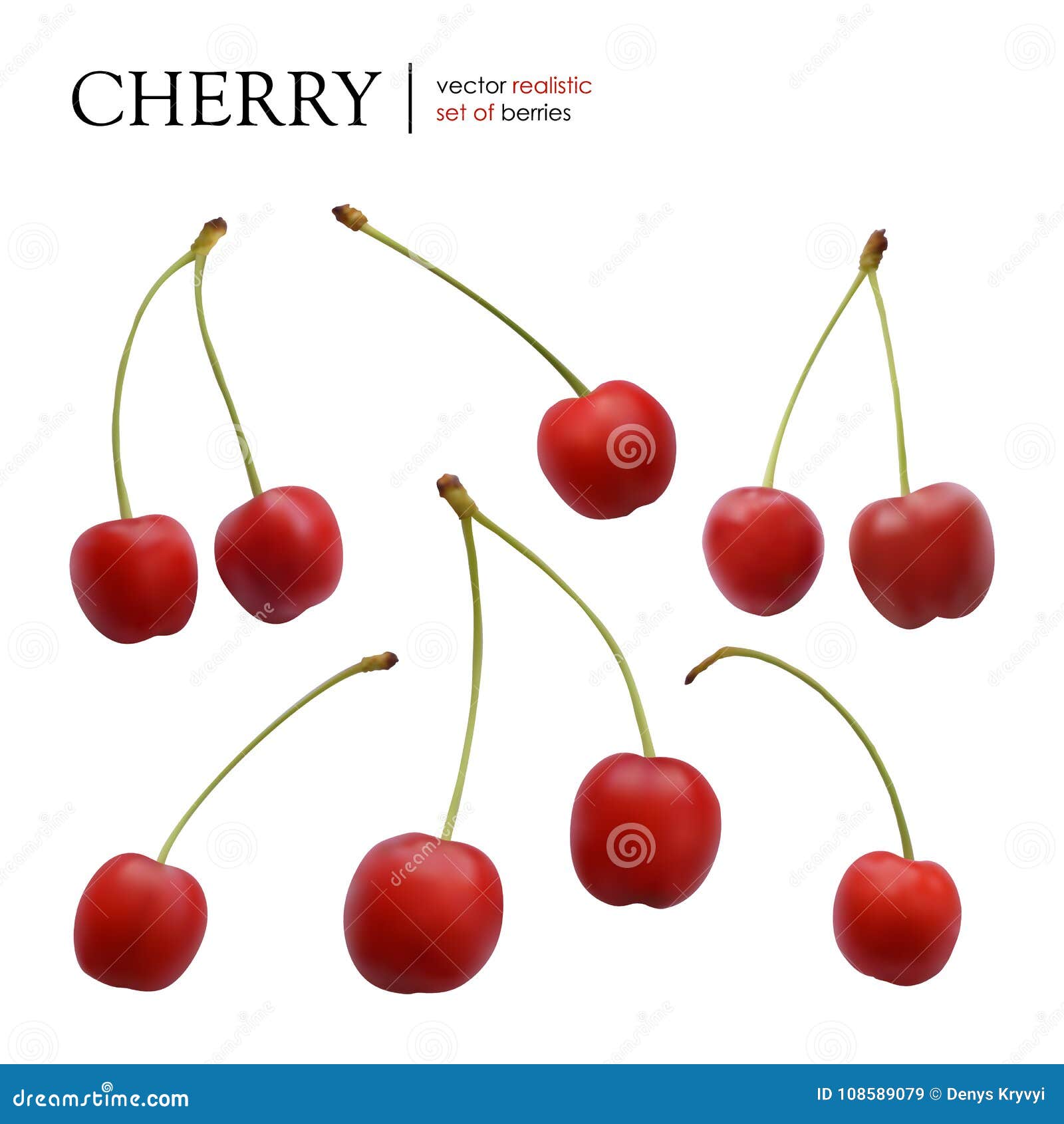Vector Illustration: Set of Realistic Cherries Stock Vector ...