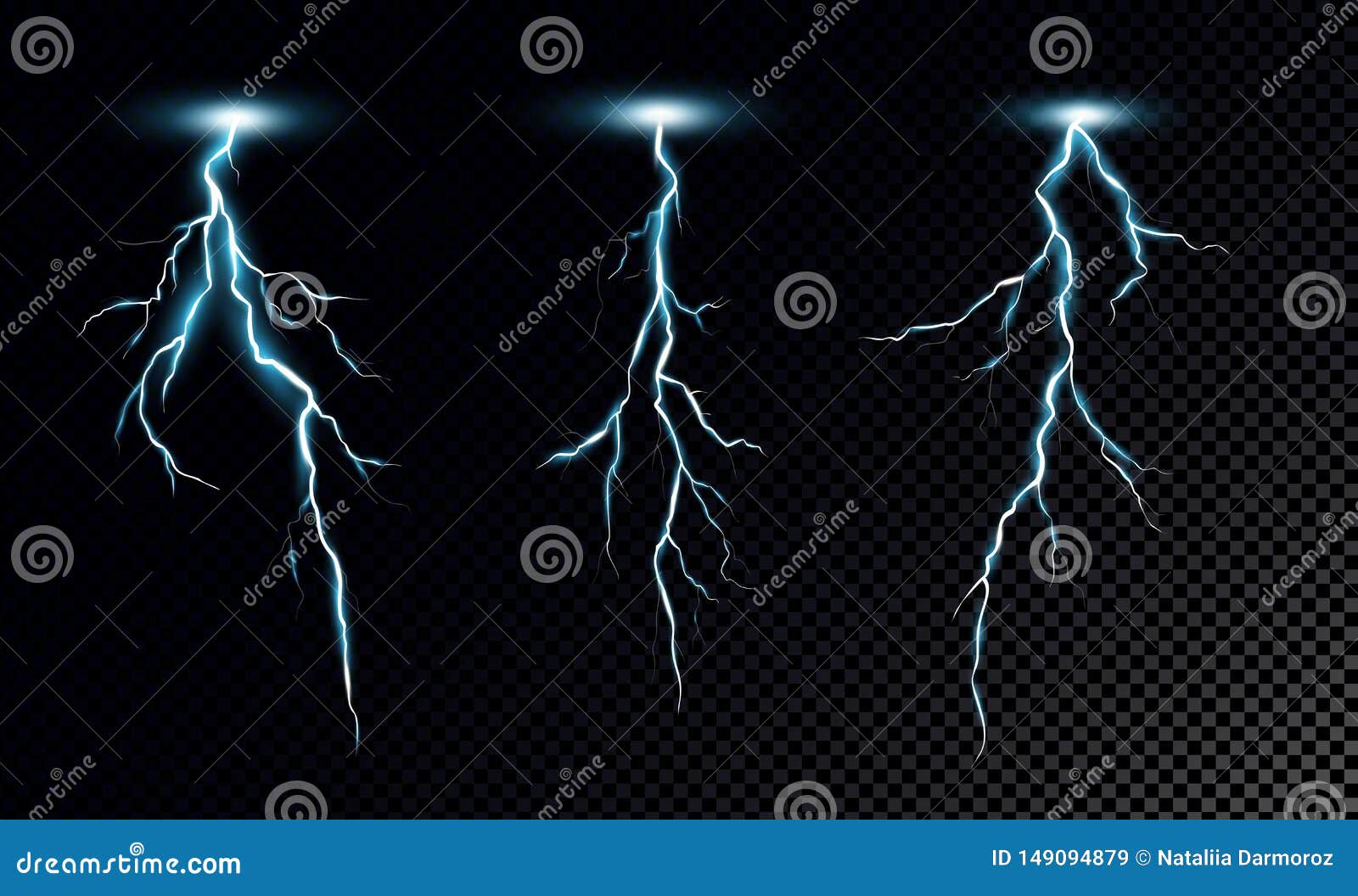 Realistic Lightning. Thunder Spark Light On Transparent Background ...