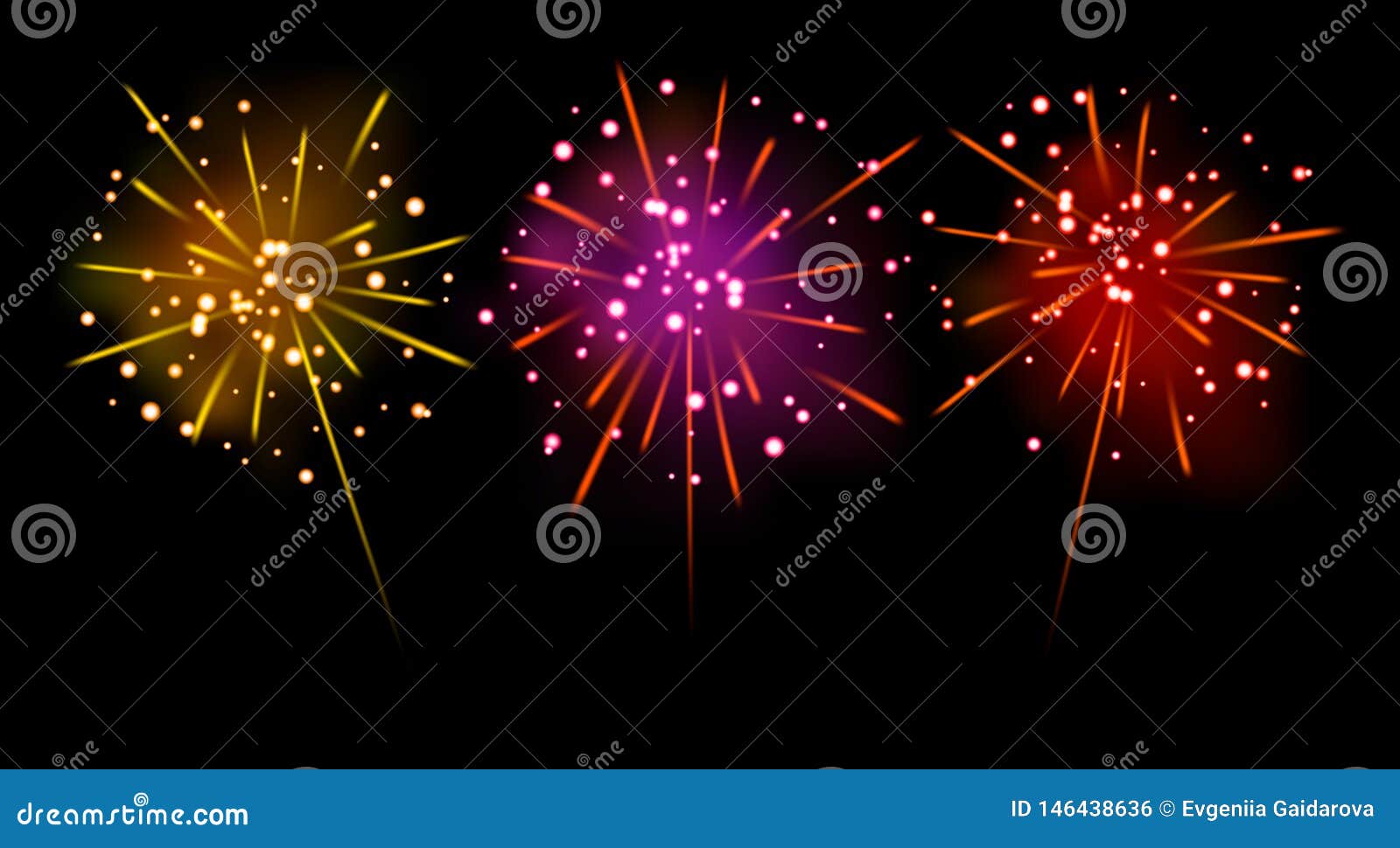 Vector Illustration Set of Realistic Yellow, Red, Orange Firecrackers ...