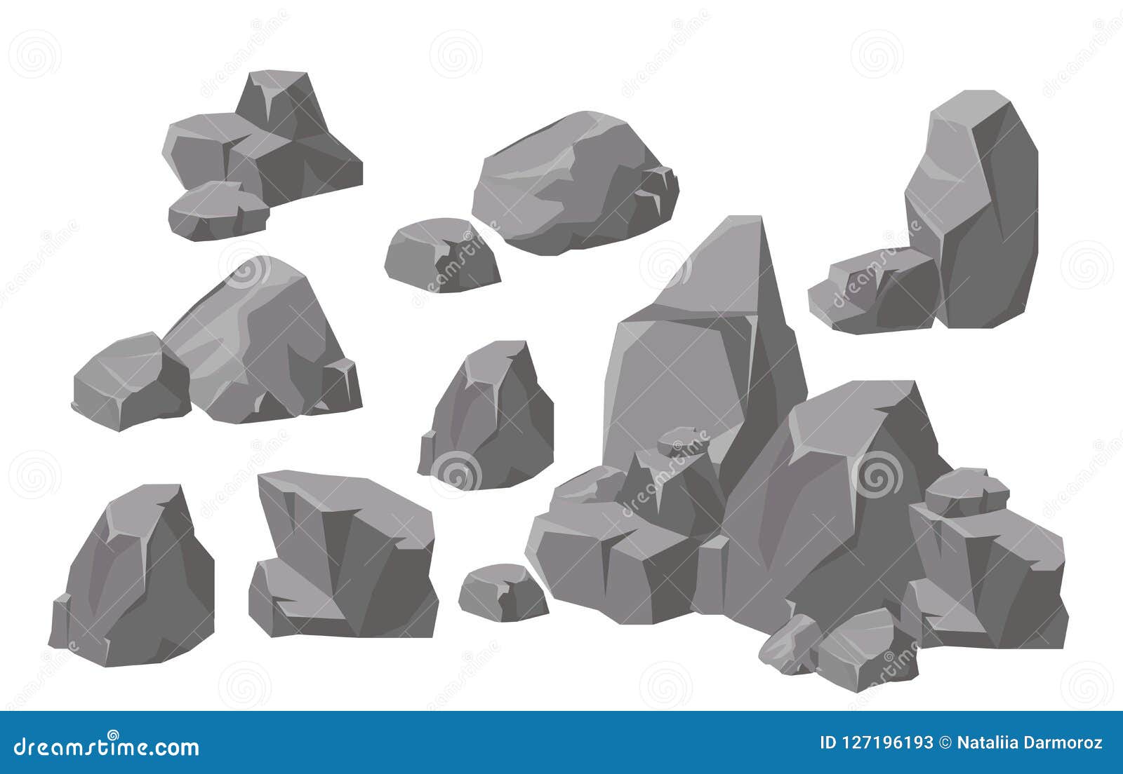 Vector Illustration Set of Rocks and Stones Elements and Compositions ...