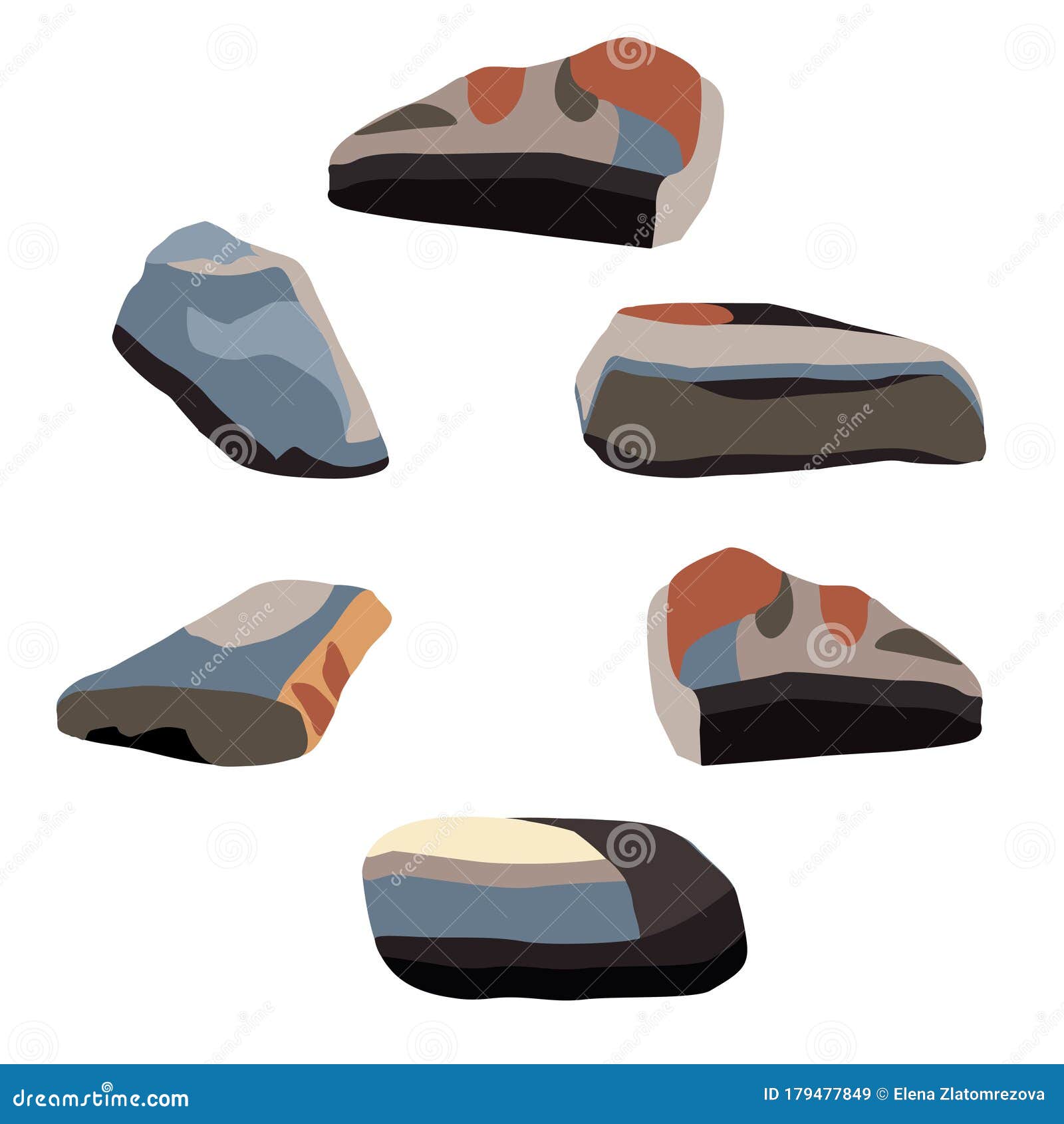 Vector Illustration Set of Rocks and Stones Elements and Compositions ...
