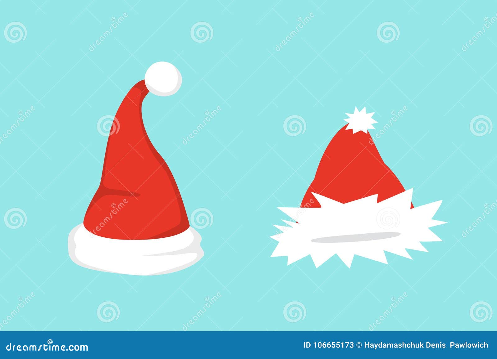 Vector Illustration of Set of Santa Hats in Cartoon Design. Stock ...