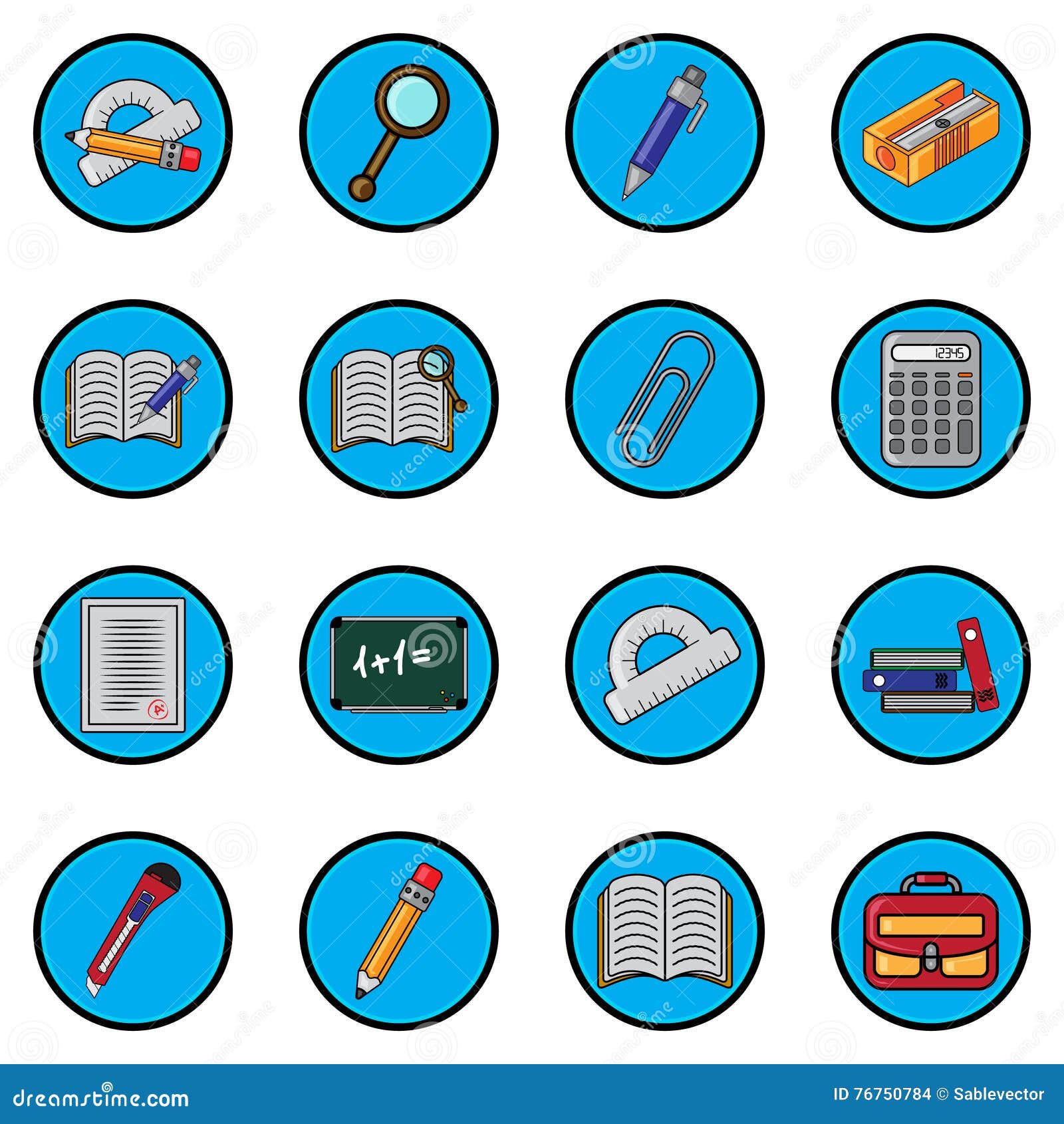 Vector Illustration Set for School Icons Flat Design. Stock Vector ...