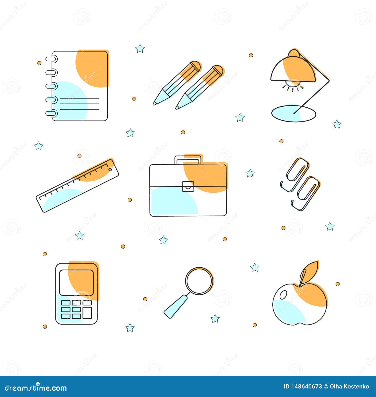 Set with School Objects for Design Stock Vector - Illustration of ...