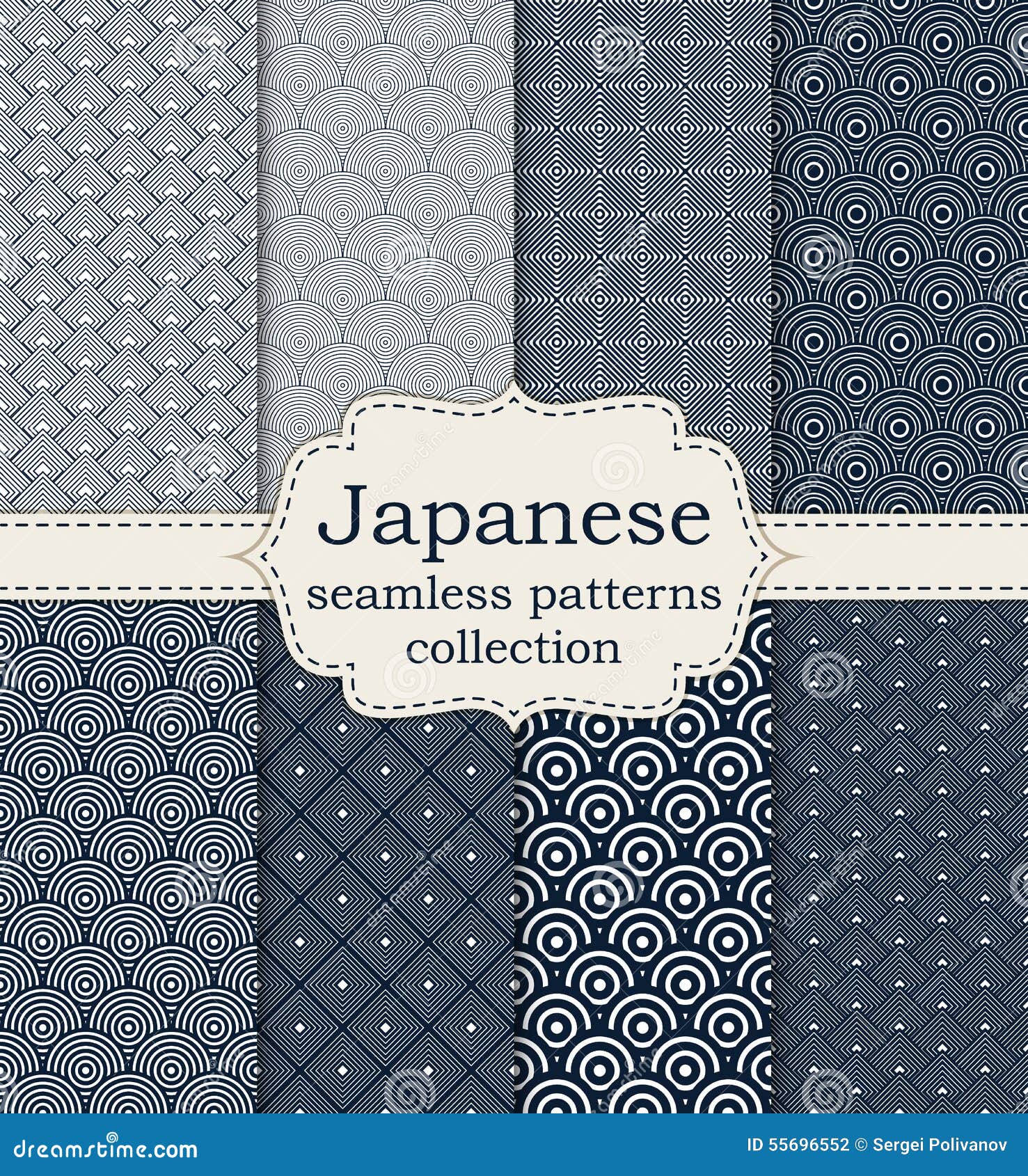 Vector Illustration Set of Seamless Patterns Japanese Stock Vector ...