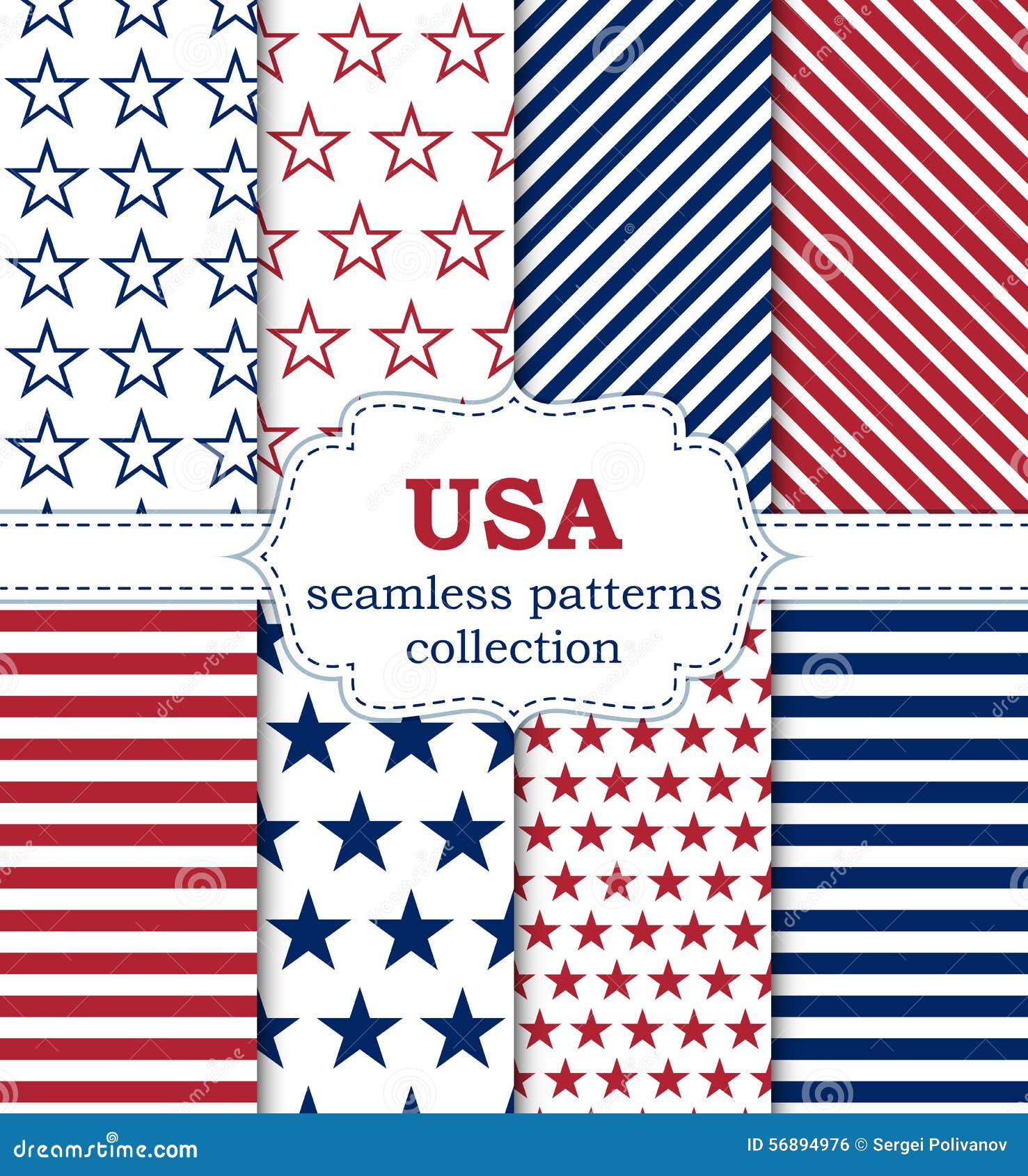 Vector Illustration of a Set of Seamless Patterns USA Stock Vector ...