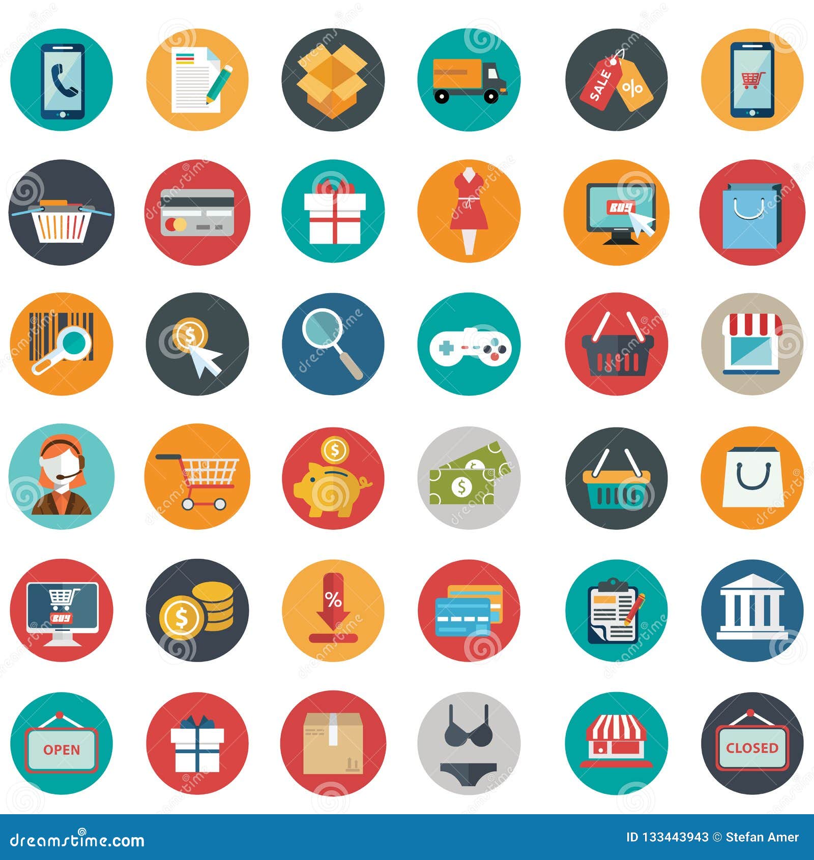 Vector Illustration Set of Shopping Icons , Shopping Items Stock Vector ...