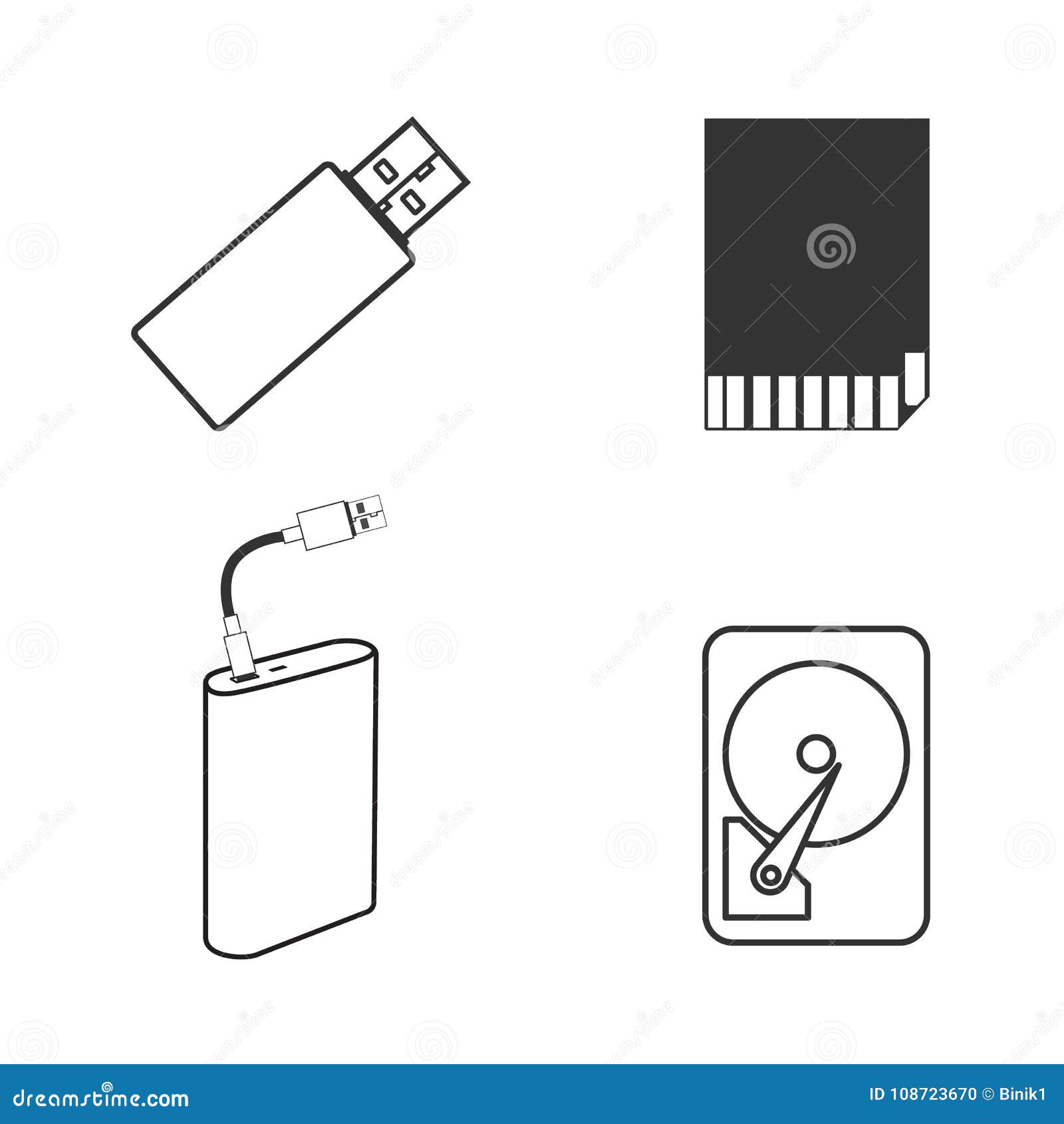 Data storage icons stock vector. Illustration of process - 108723670