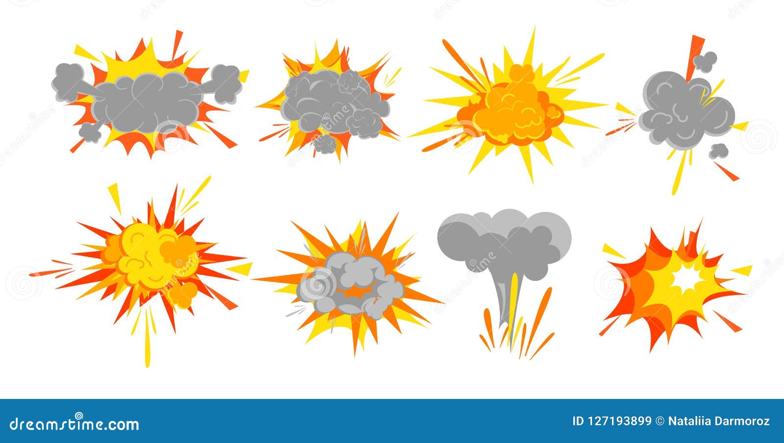 Vector Illustration Set of Smooth Vector Explosion Effect, Bomb Boom in ...