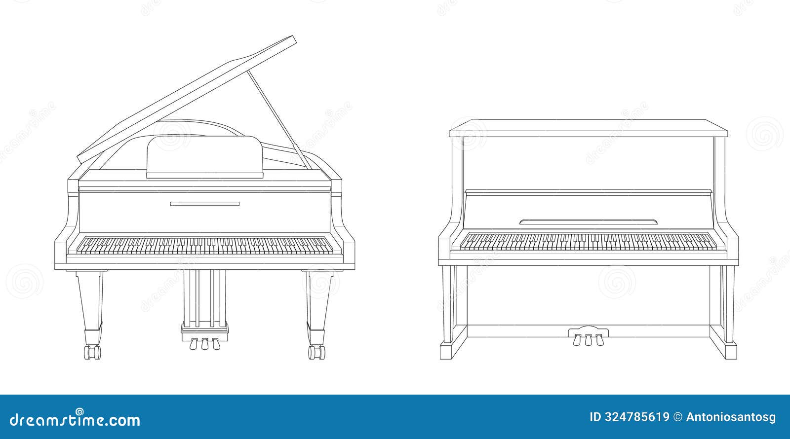 Vector Illustration Set of String Instruments Playing by Striking the ...