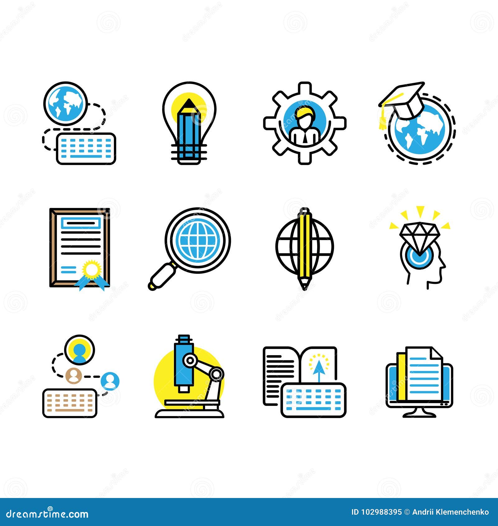 Vector Illustration. A Set Of 12 Studies Filled Education With Science ...