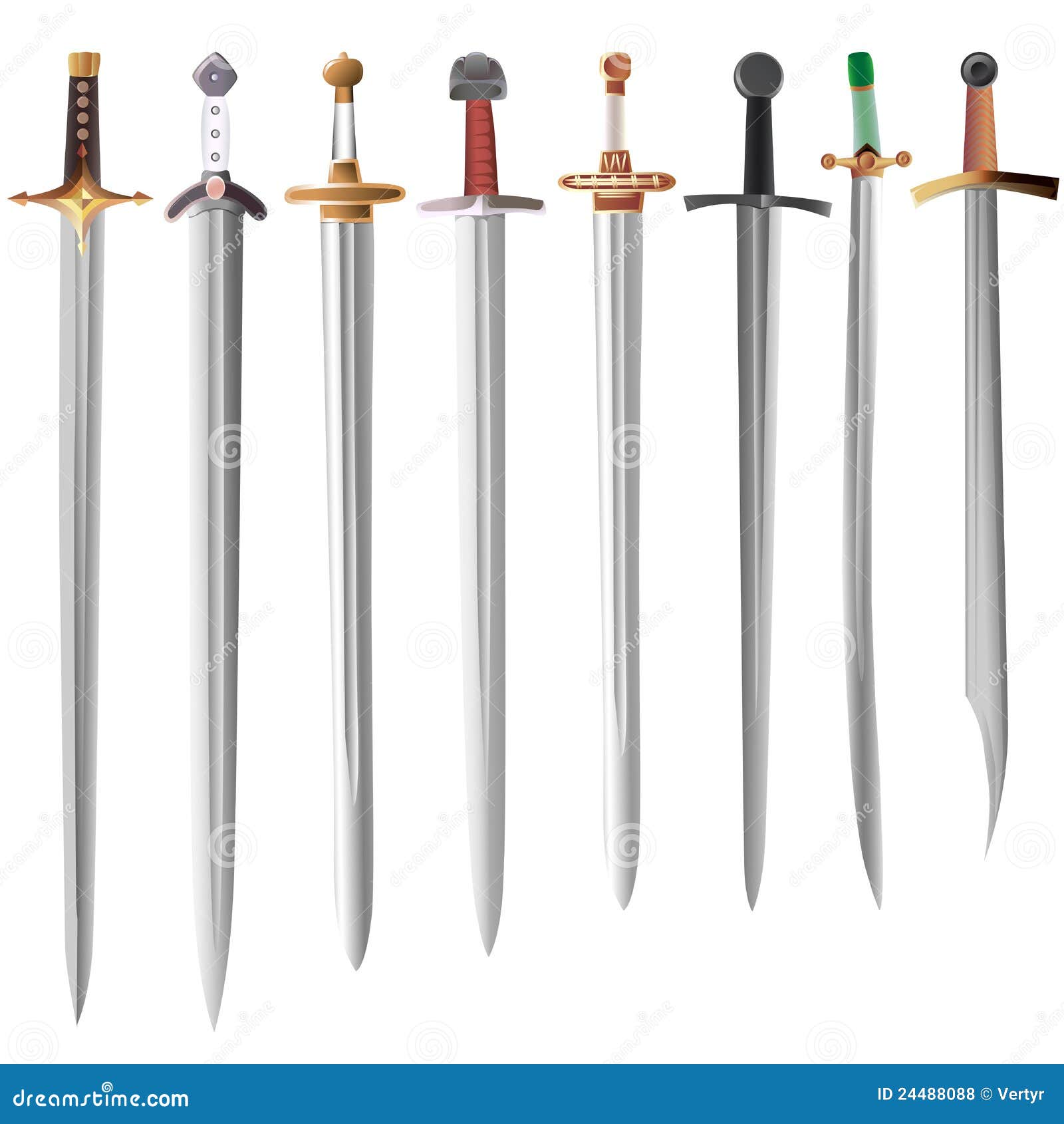Vector Illustration Set of Swords Stock Vector - Illustration of cold ...
