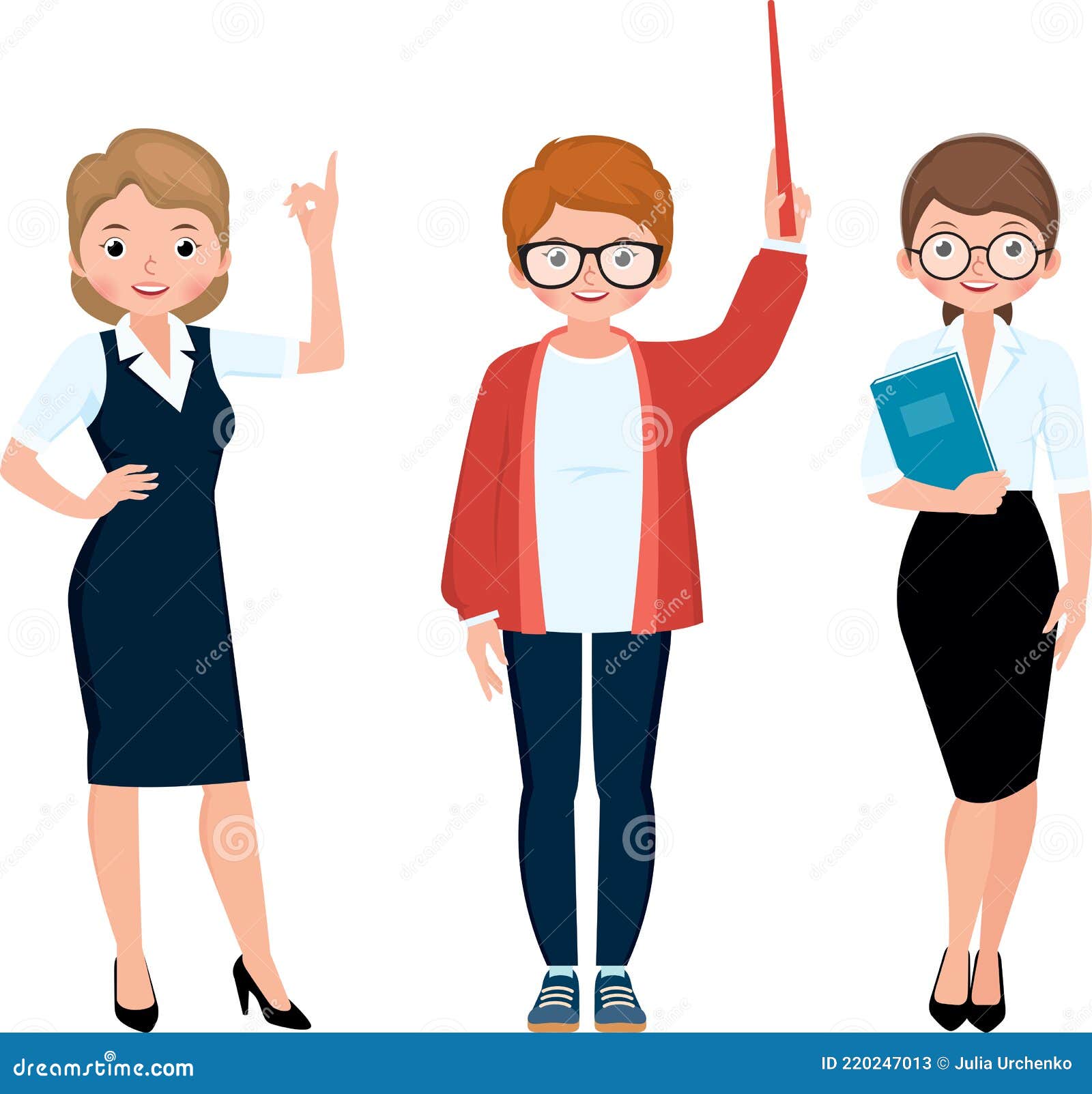 Vector Illustration Set of Teacher in Various Poses Stock Vector ...